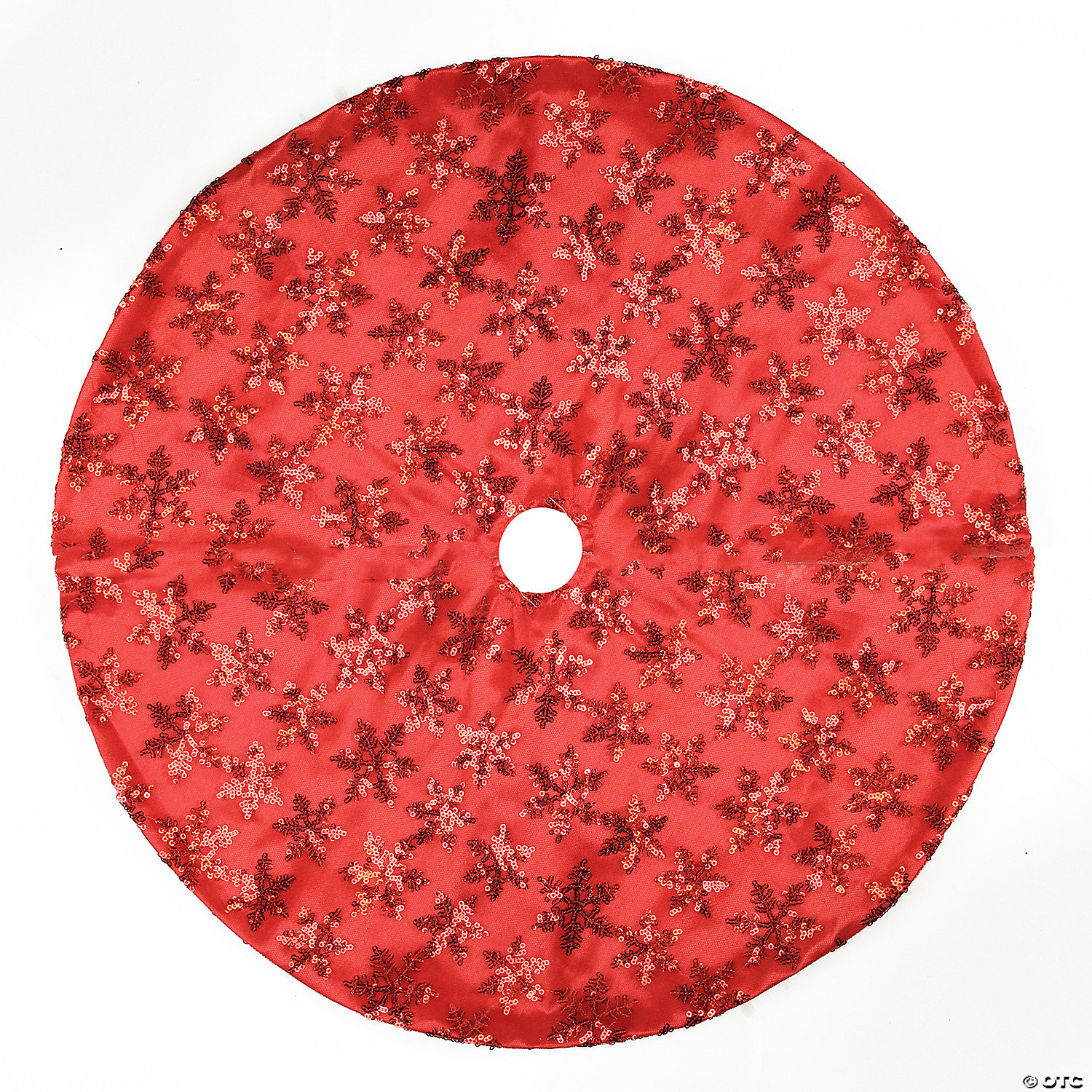 20" Red Sequin Snowflake Pattern Mini Christmas Tree Skirt | Oriental ...