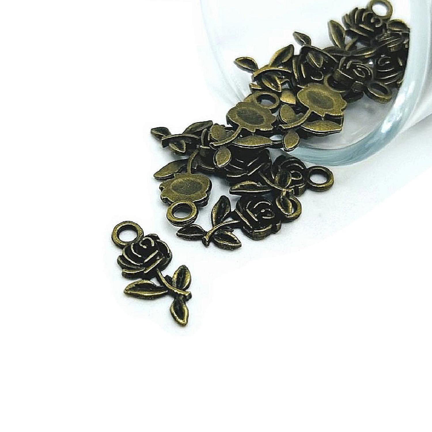 20 Small Bronze Rose Charms | Oriental Trading