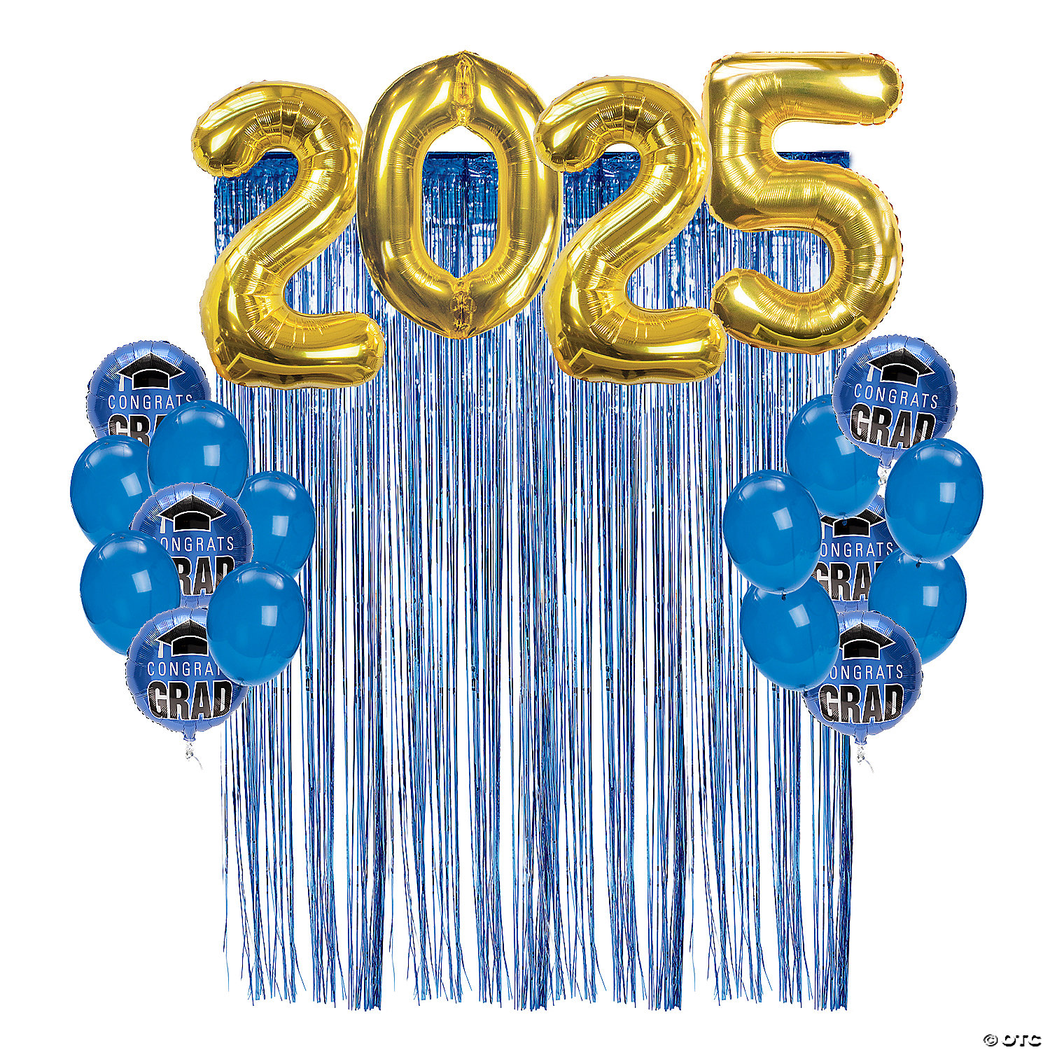 2025 Blue Congrats Grad Balloon Backdrop Kit - 61 Pc.