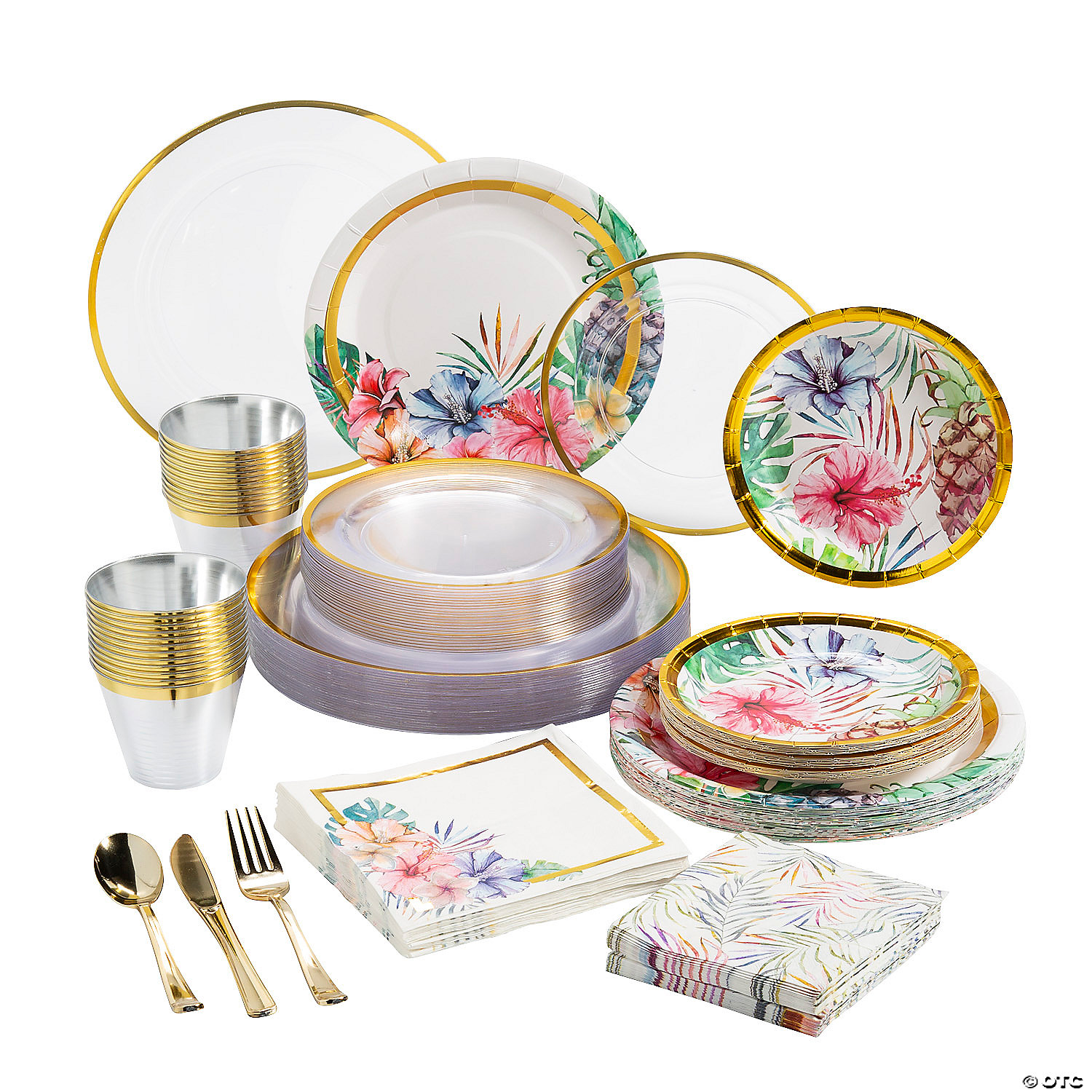 258 Pc. Premium Elevated Luau Disposable Tableware Kit for 24 Guests