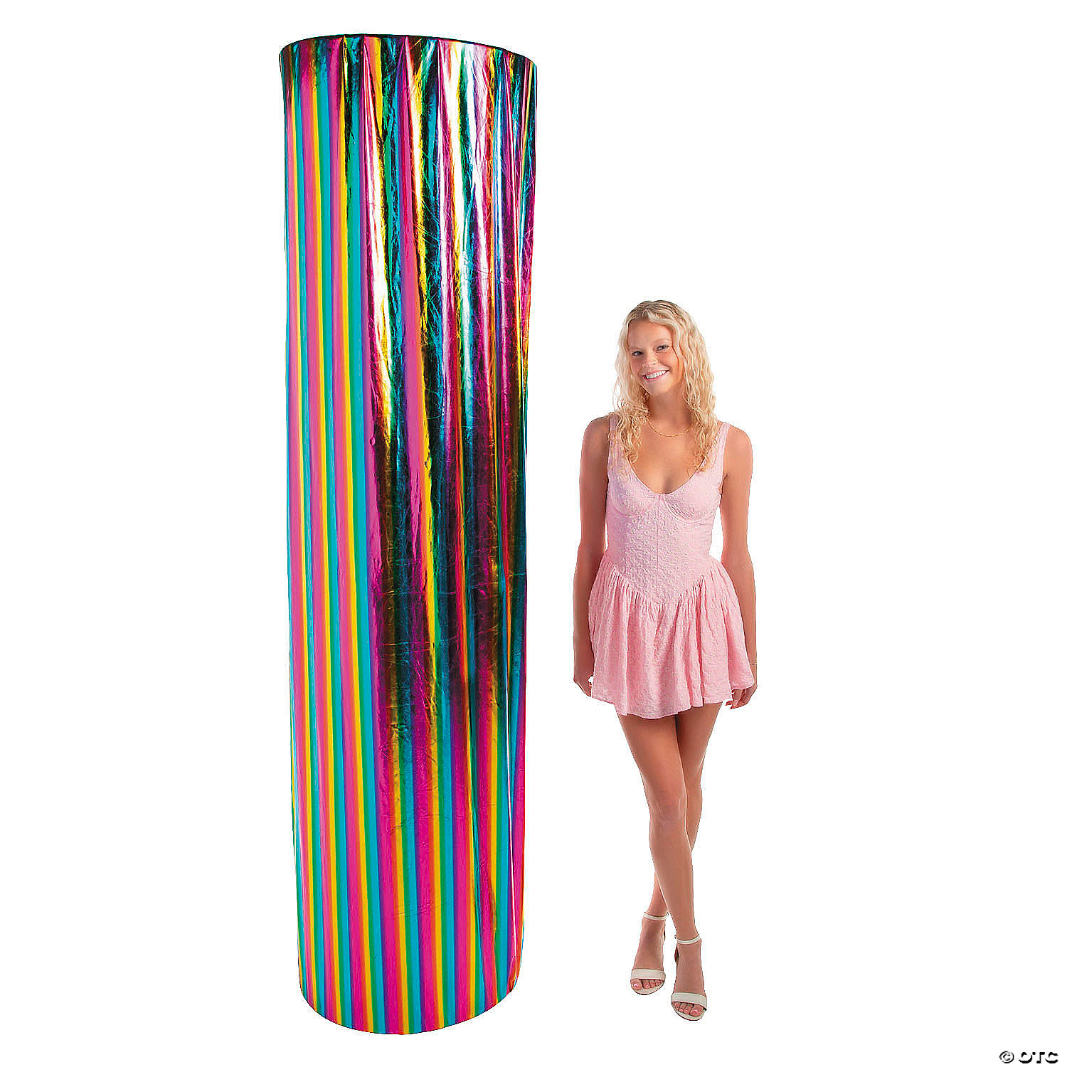 27" x 100" Rainbow Striped Polyester Fabric Column Slip | Oriental Trading