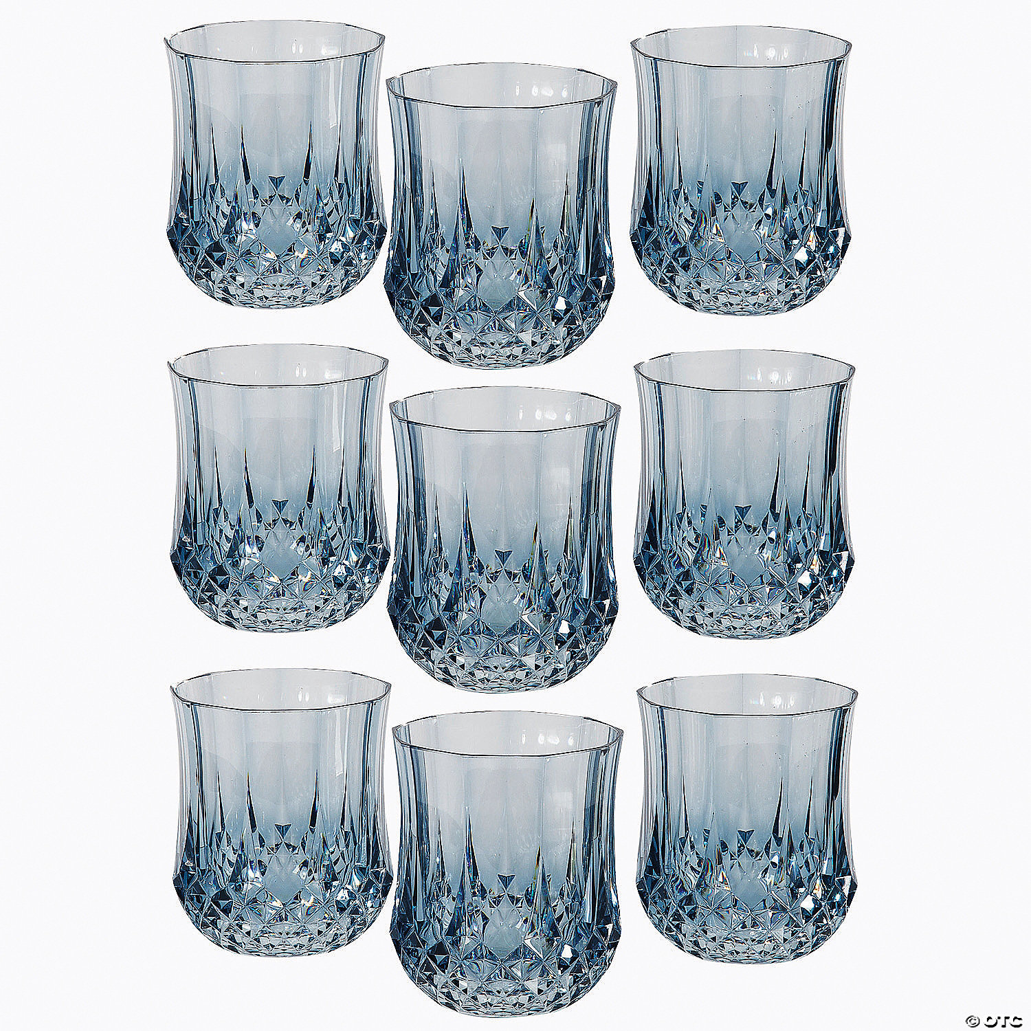 3 1/2" 8 oz. Bulk 48 Ct. Dusty Blue Stemless Patterned Reusable Plastic ...