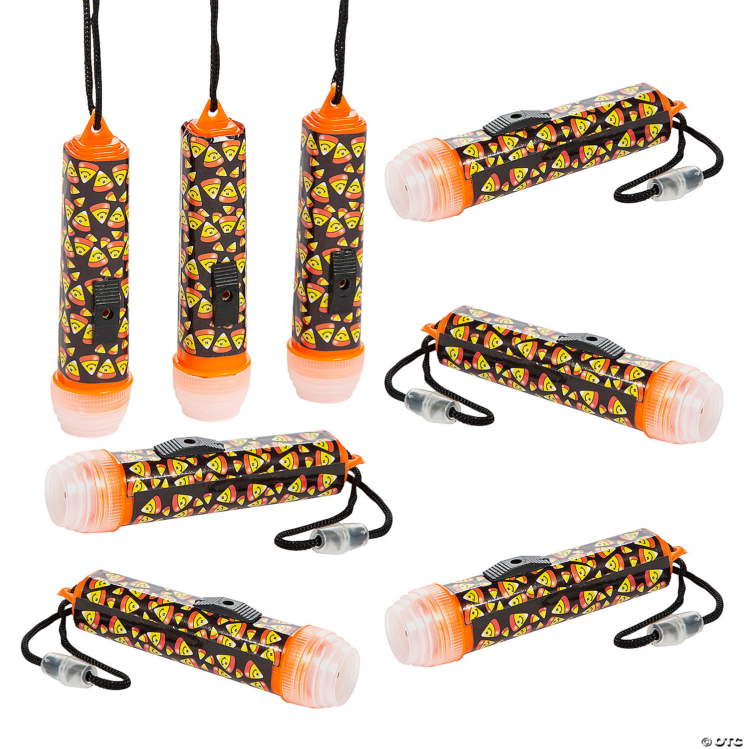 3 1/2" Bulk 144 Pc. Mini Candy Corn Plastic Flashlights on a Breakaway Rope
