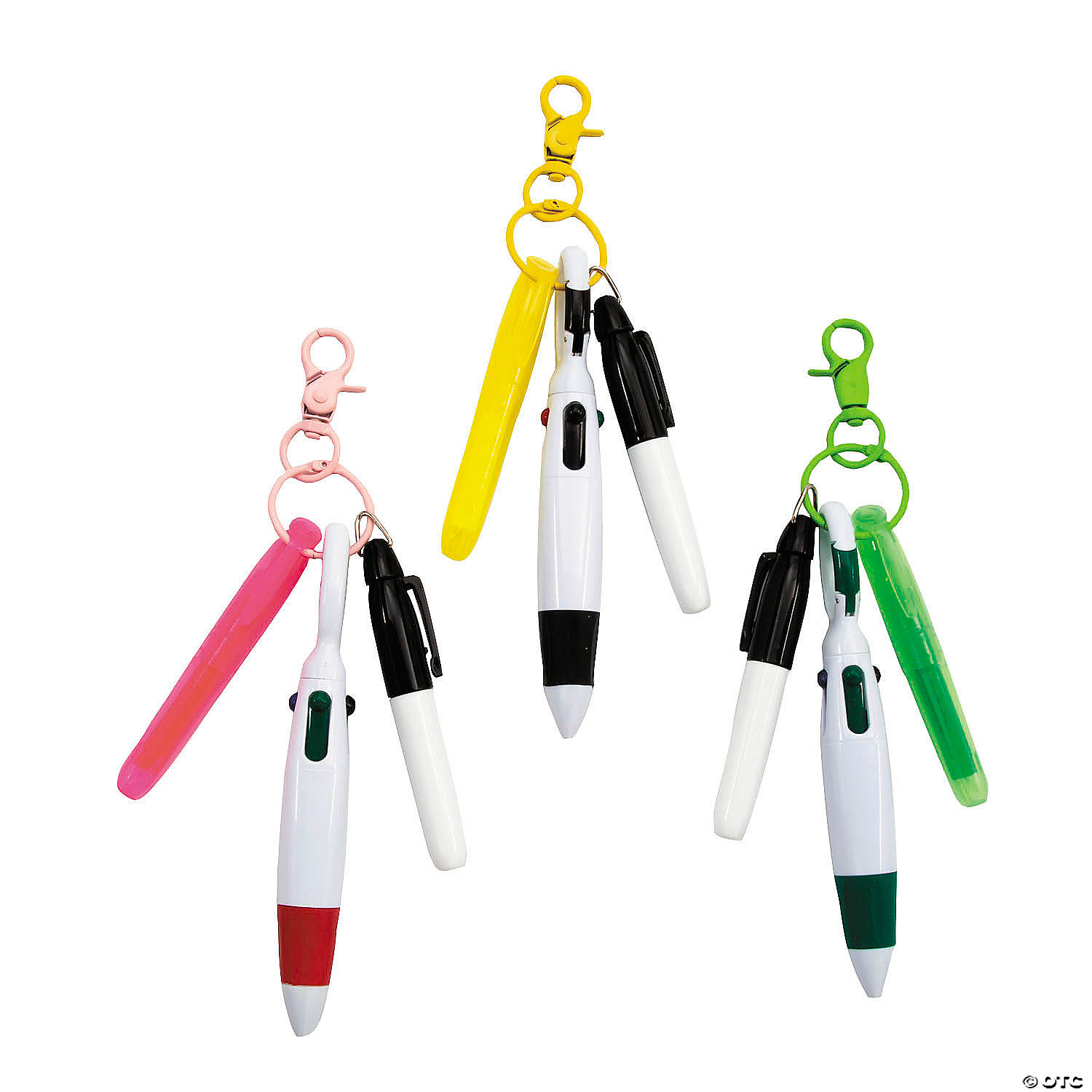 3" Bright Color Shuttle Pen & Marker Backpack Clip Sets - 12 Pc ...