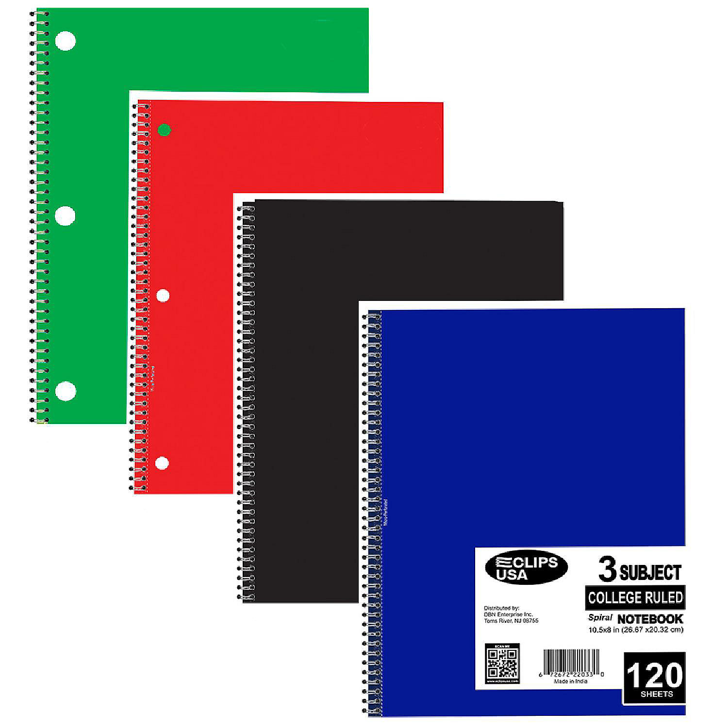 3 Subject Spiral Notebook CR