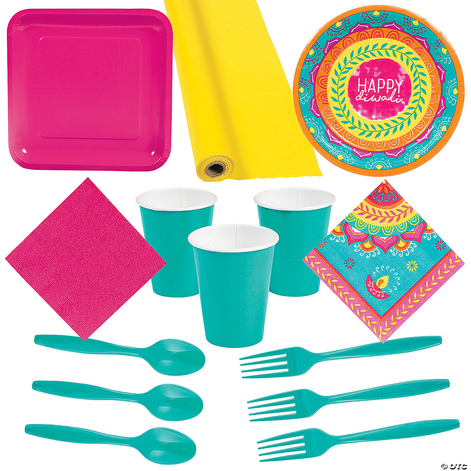 345 Pc. Diwali Party Tableware Kit for 48 Guests - Discontinued