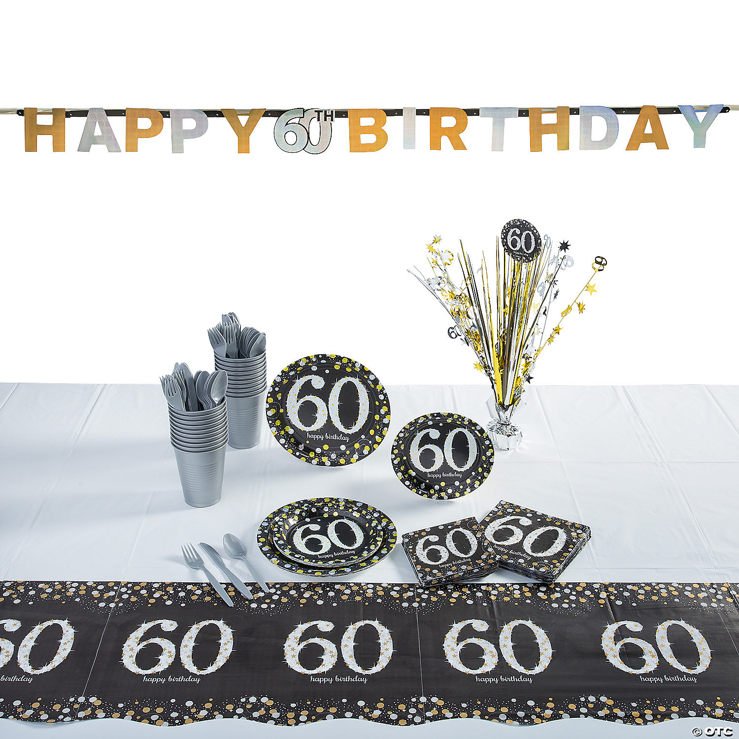 367 Pc. Sparkling Celebration 60th Birthday Tableware Kit for 24 Guests