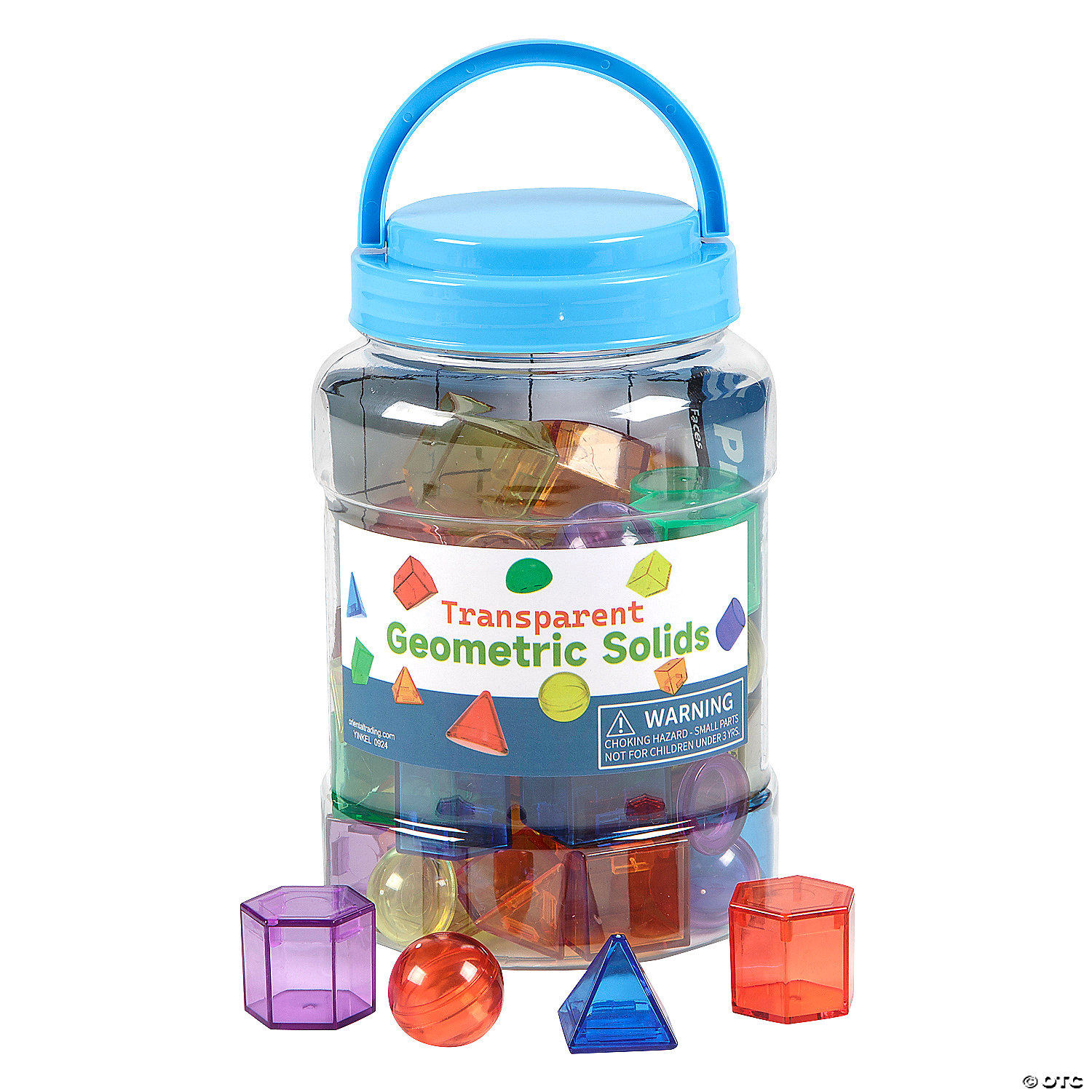 3D Translucent Geometric Solid Shape Counters with Storage Jar - 60 Pc. | Oriental Trading