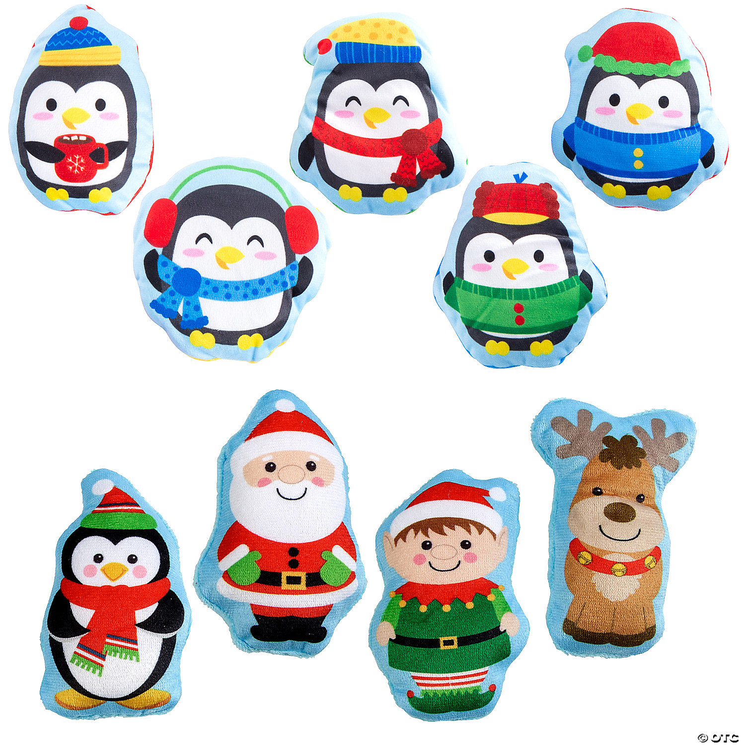 4" – 5" Bulk 96 Pc. Christmas Stuffed Flat Character Assortment