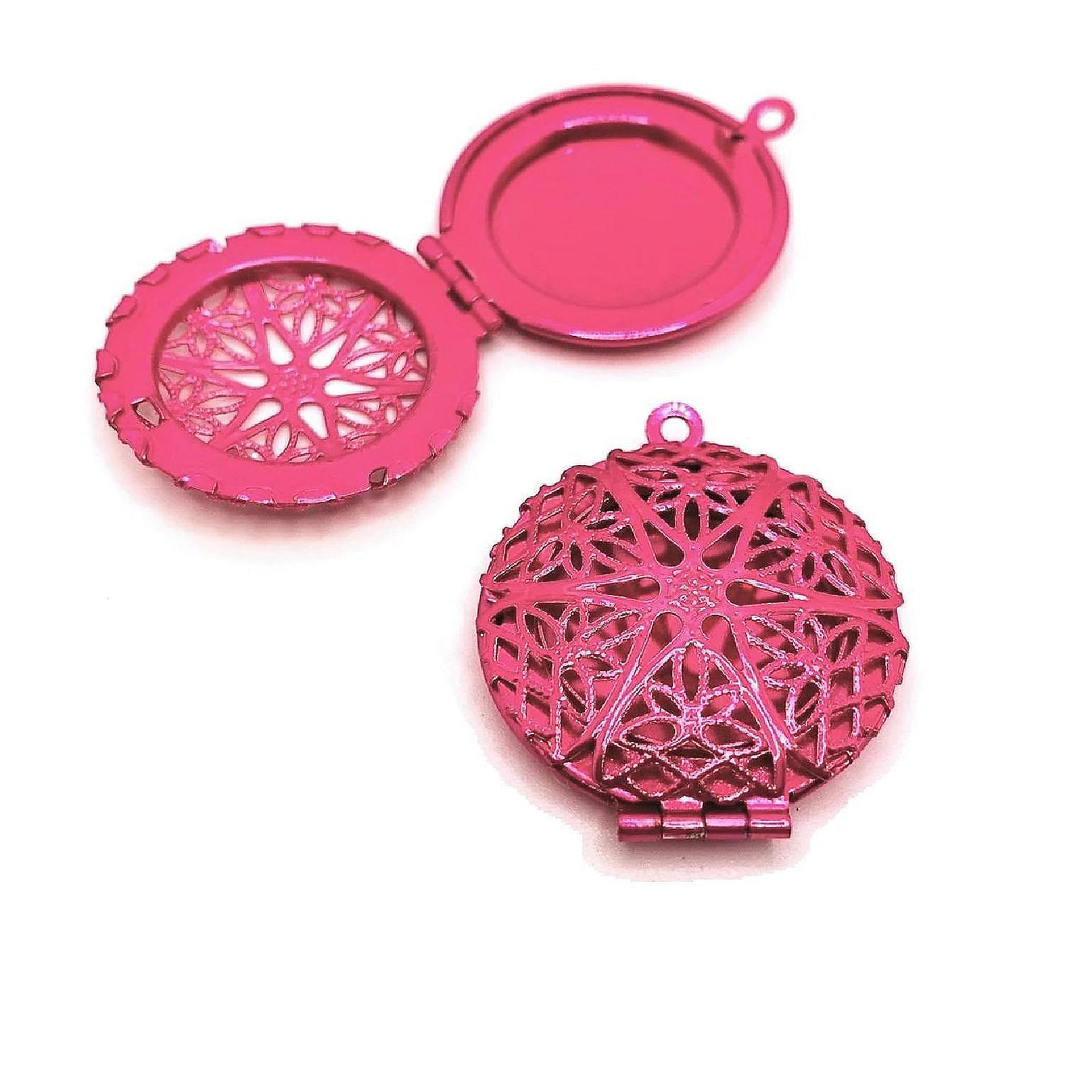 4 Pcs Pink Filigree Diffuser Lockets