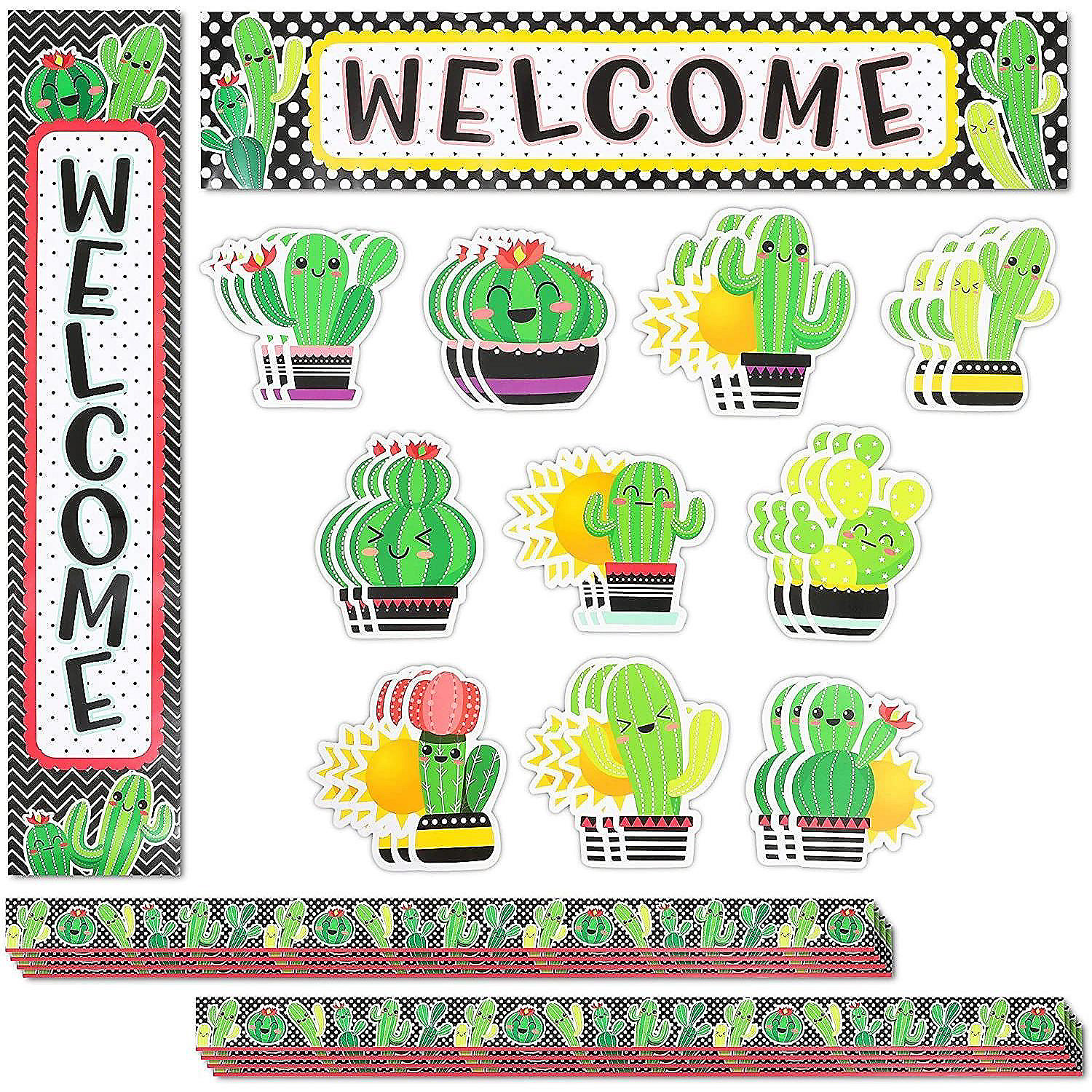 40 Pieces Cactus Classroom Decorations and Bulletin Board with Banner ...