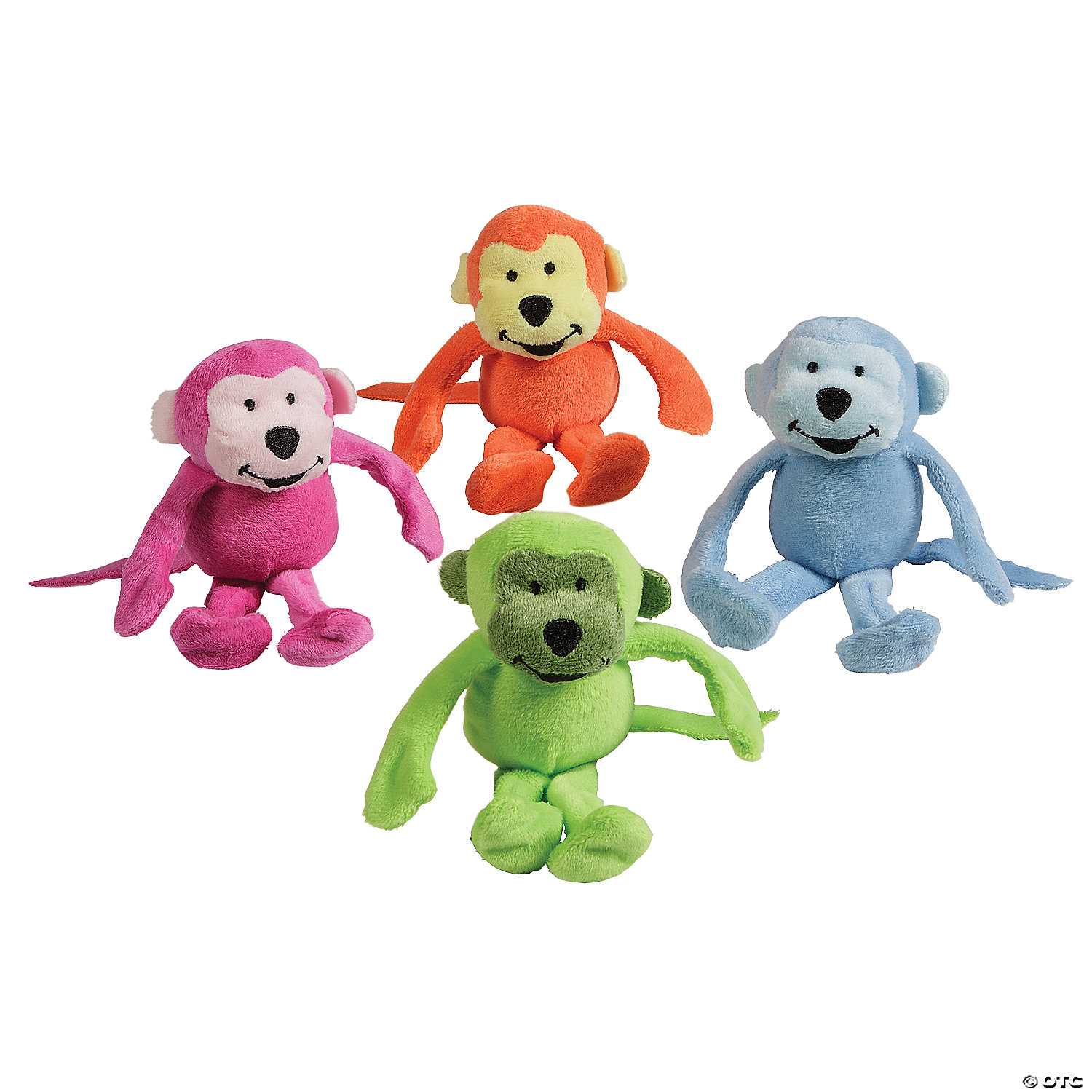5 1/2" Neon Stuffed Monkeys | Fun Express