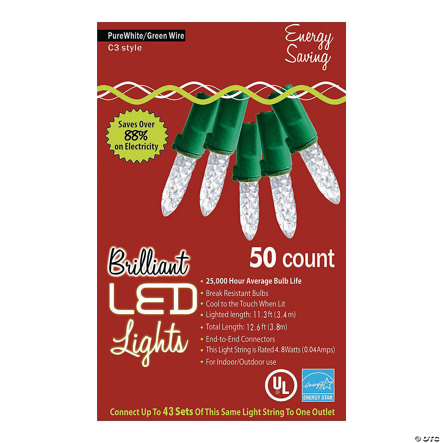 50-Count C3 LED Clear Holiday String Lights | Oriental Trading