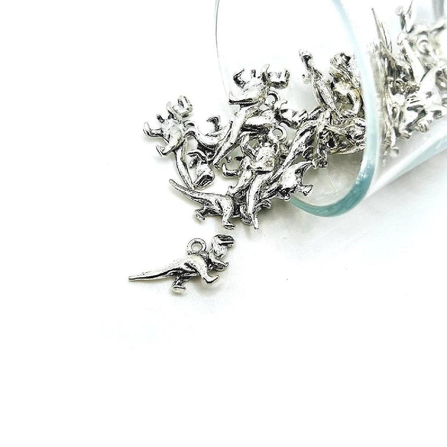 50 Pcs Silver T-Rex Dinosaur 3D Charms | Oriental Trading