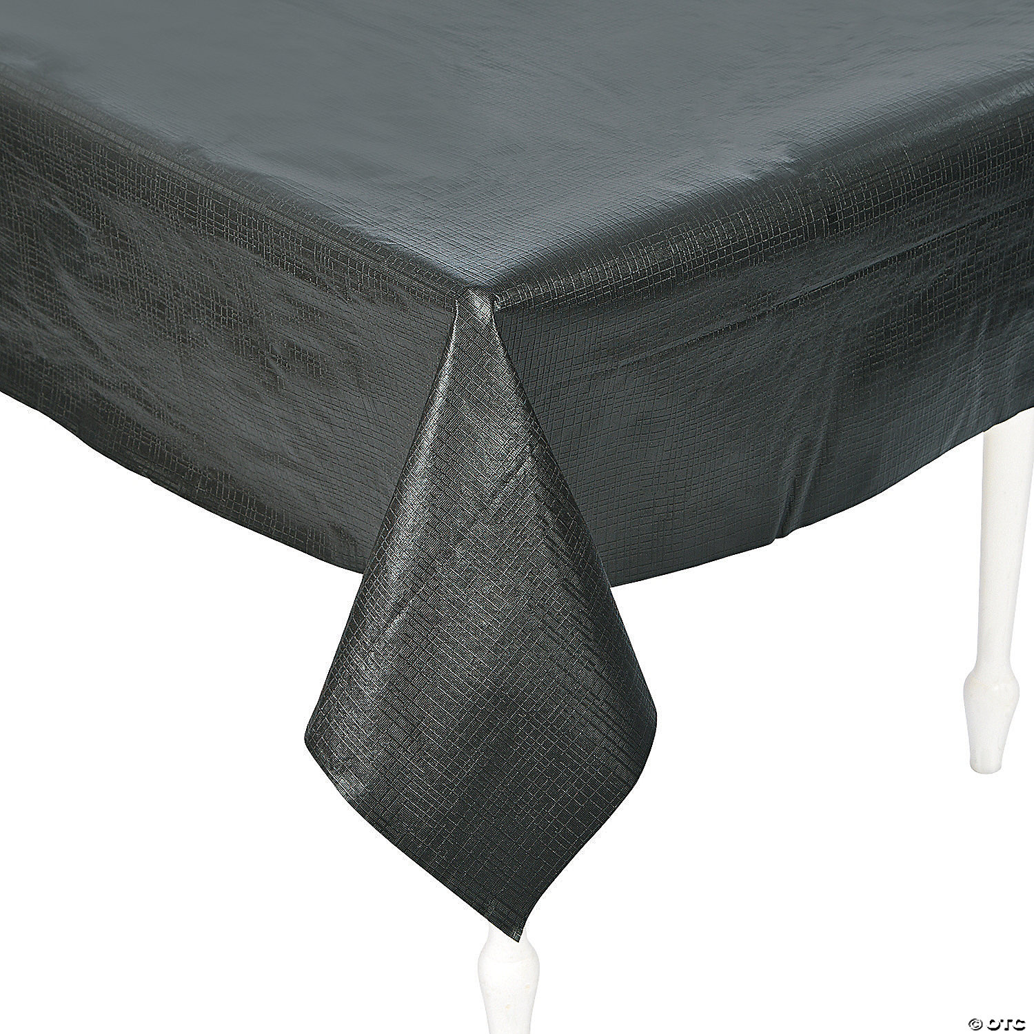 54" x 108" Black Rectangle Vinyl Tablecloth with Flannel Back ...
