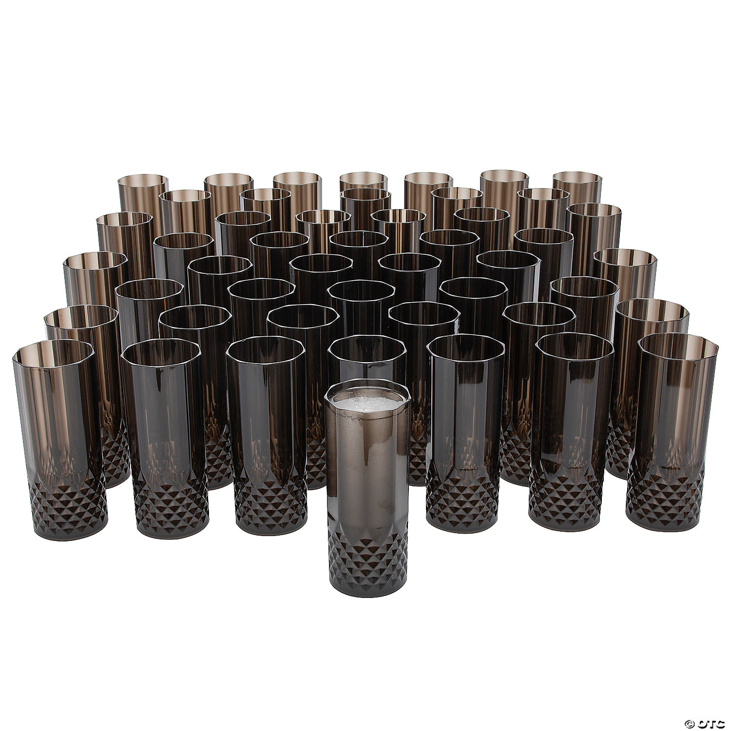 6" 14 oz. Bulk 48 Pc. Black Patterned Reusable Plastic Water Cups ...