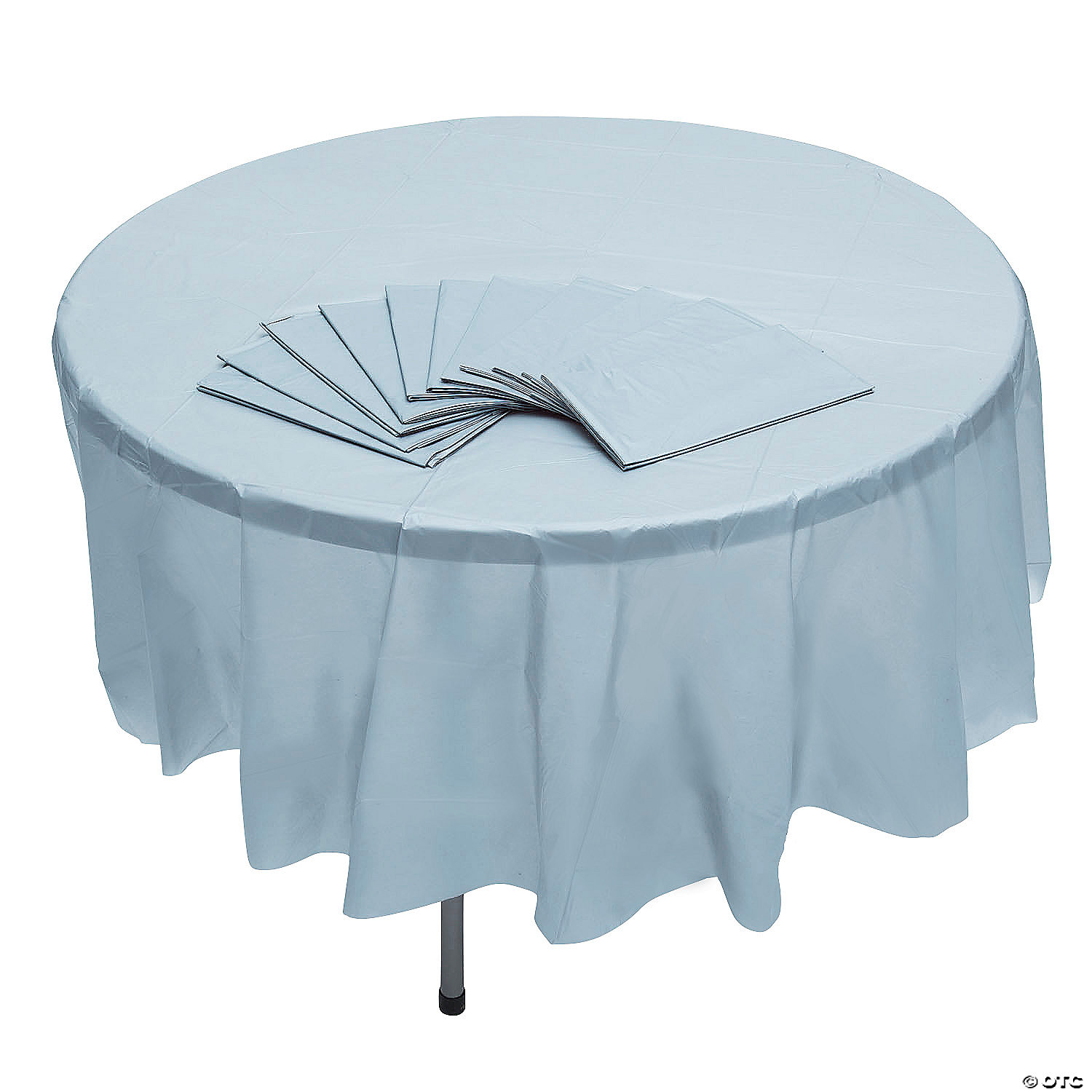 6 Ft. 10" Bulk 12 Pc. Light Blue Round Disposable Plastic Tablecloths ...