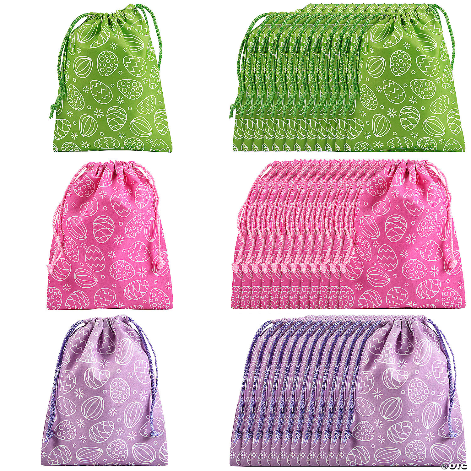 7 1/2" x 10" Pastel Easter Egg Print Drawstring Bags | Fun Express
