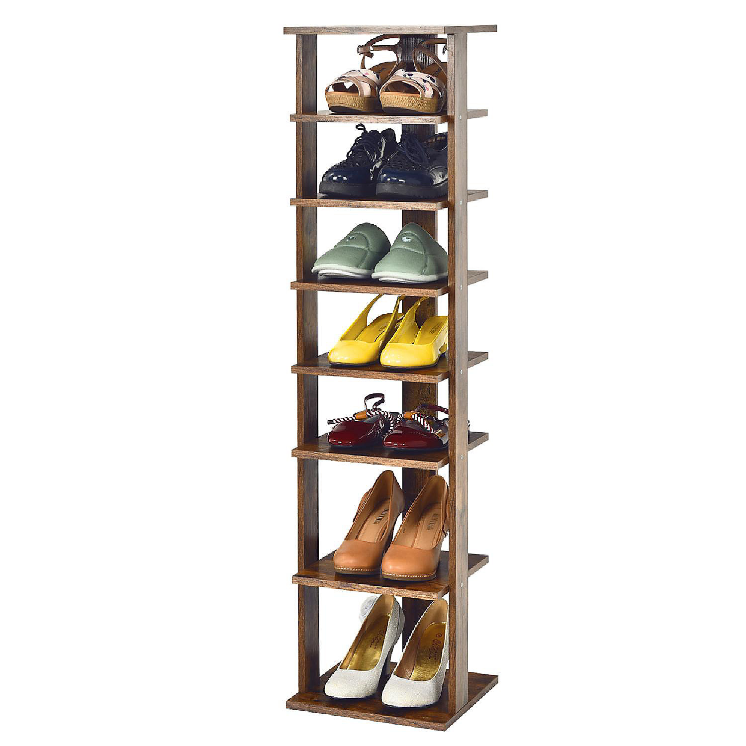 7-Tier Vertical Shoe Rack Free Standing Storage Shelf Organizer Space ...