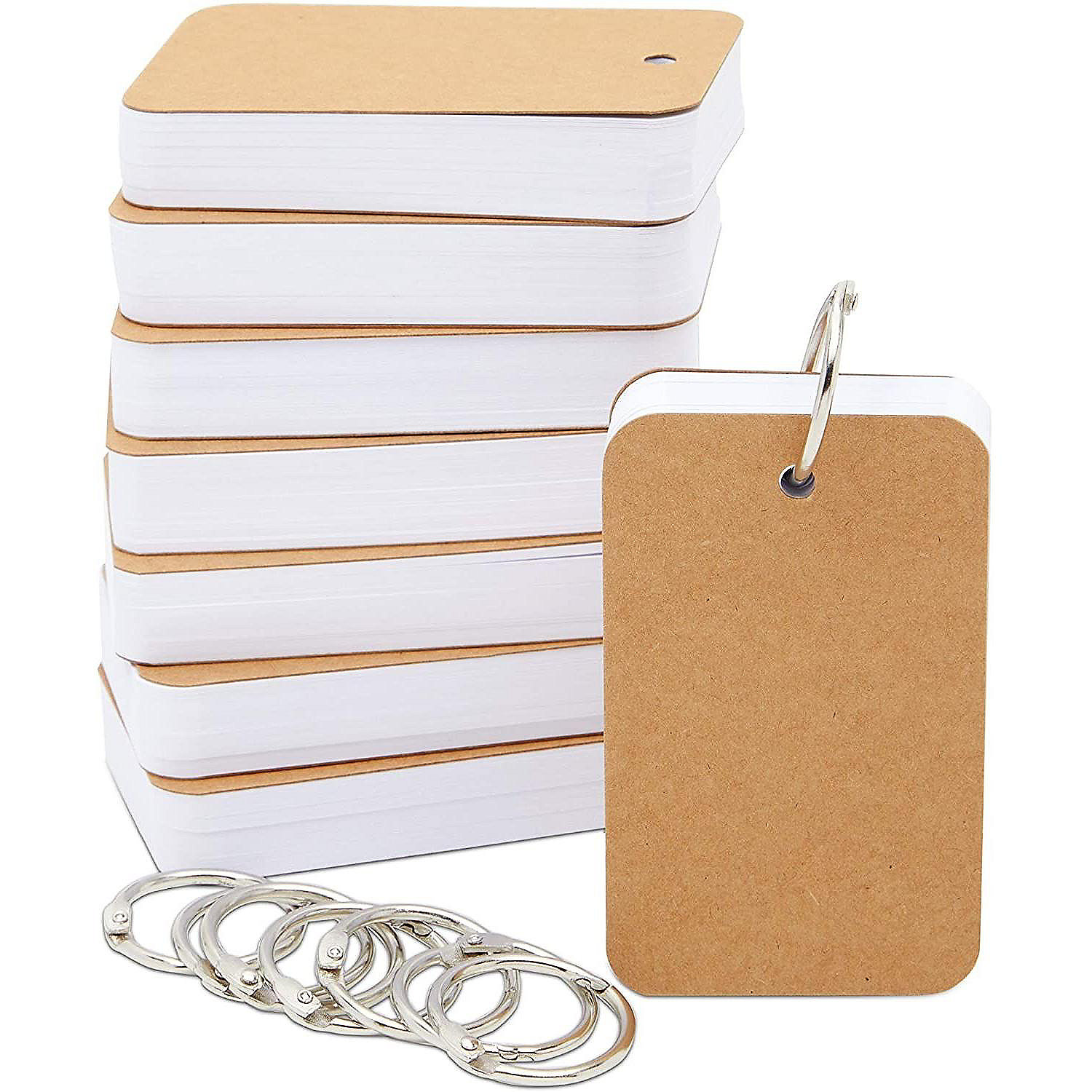8 Pack Blank Flash Cards with Rings for Studying with 50 Sheets Each ...