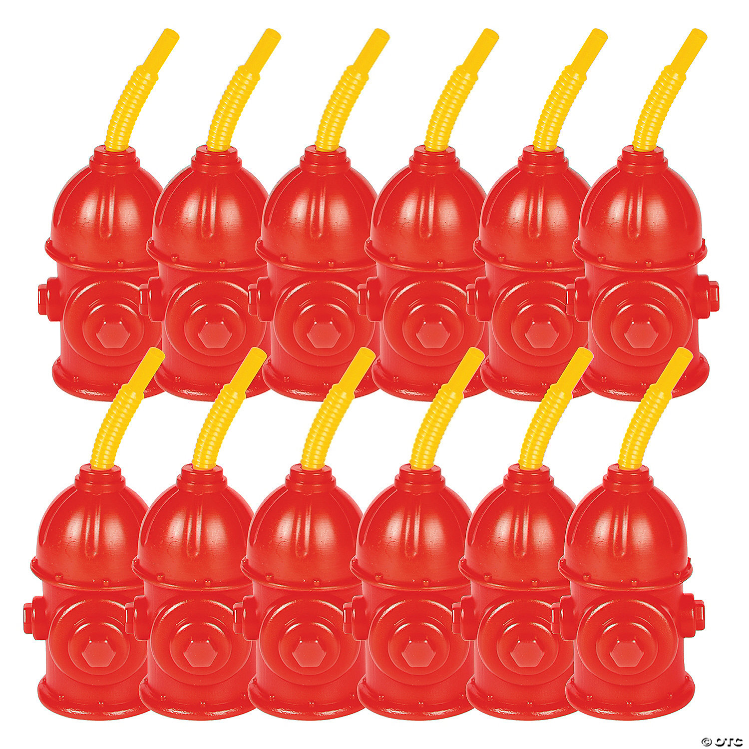 9 oz. Bulk 48 Ct. Fire Hydrant Reusable Plastic Cups with Straws ...