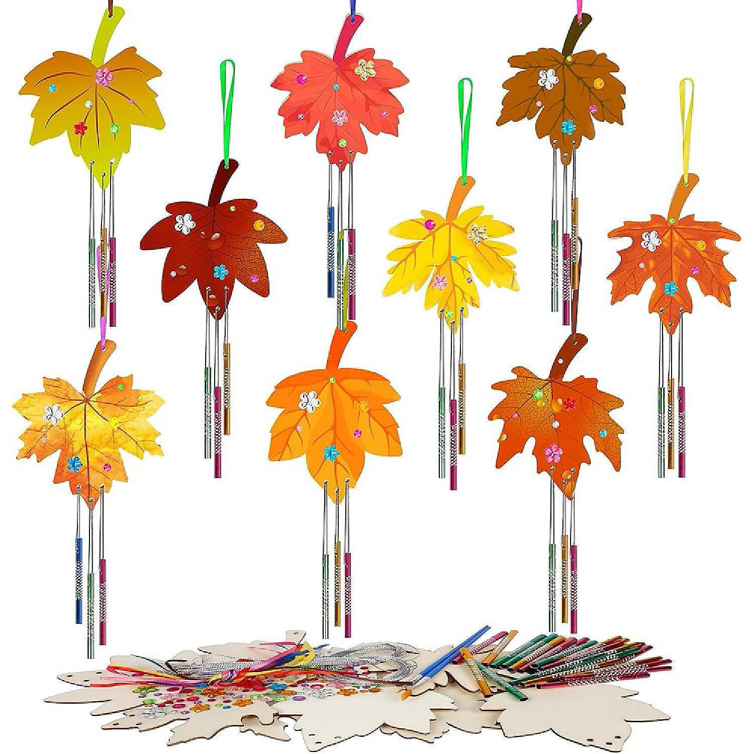 9 Pack Fall Wind Chime Kit for Kids