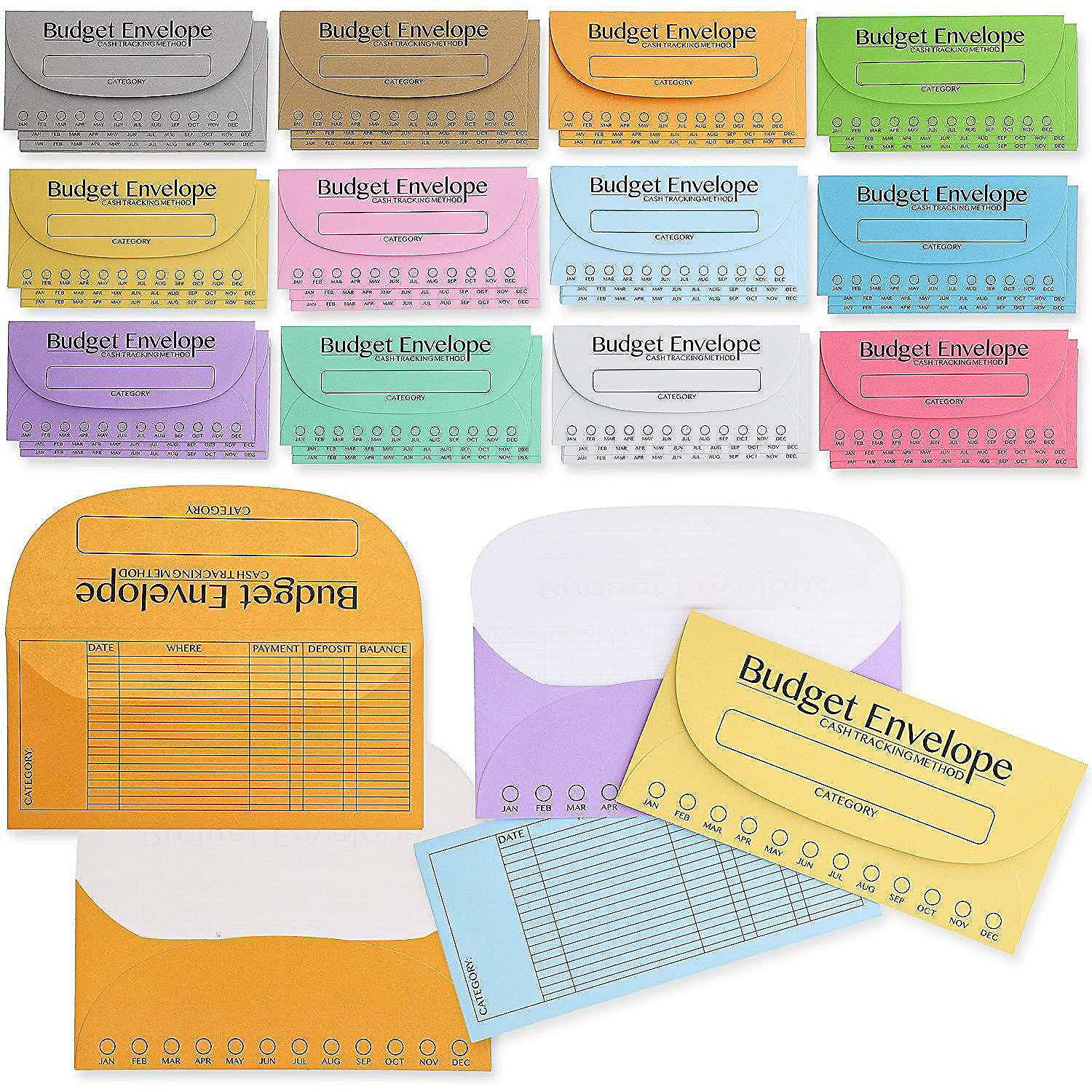 96 Pack Bulk Budget Envelopes for Cash System, Budgeting Tracker Binder ...