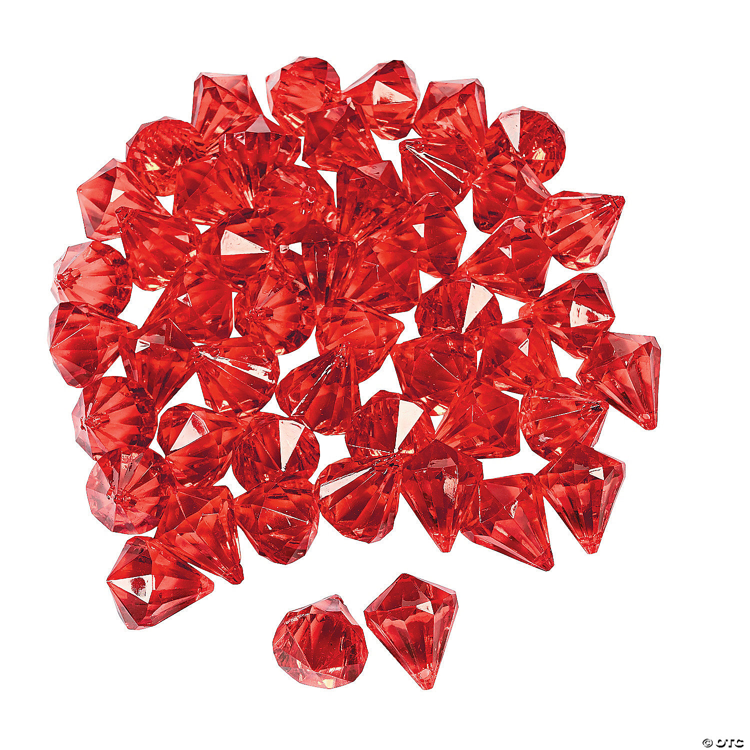 Acrylic Diamond-Shaped Red Gems