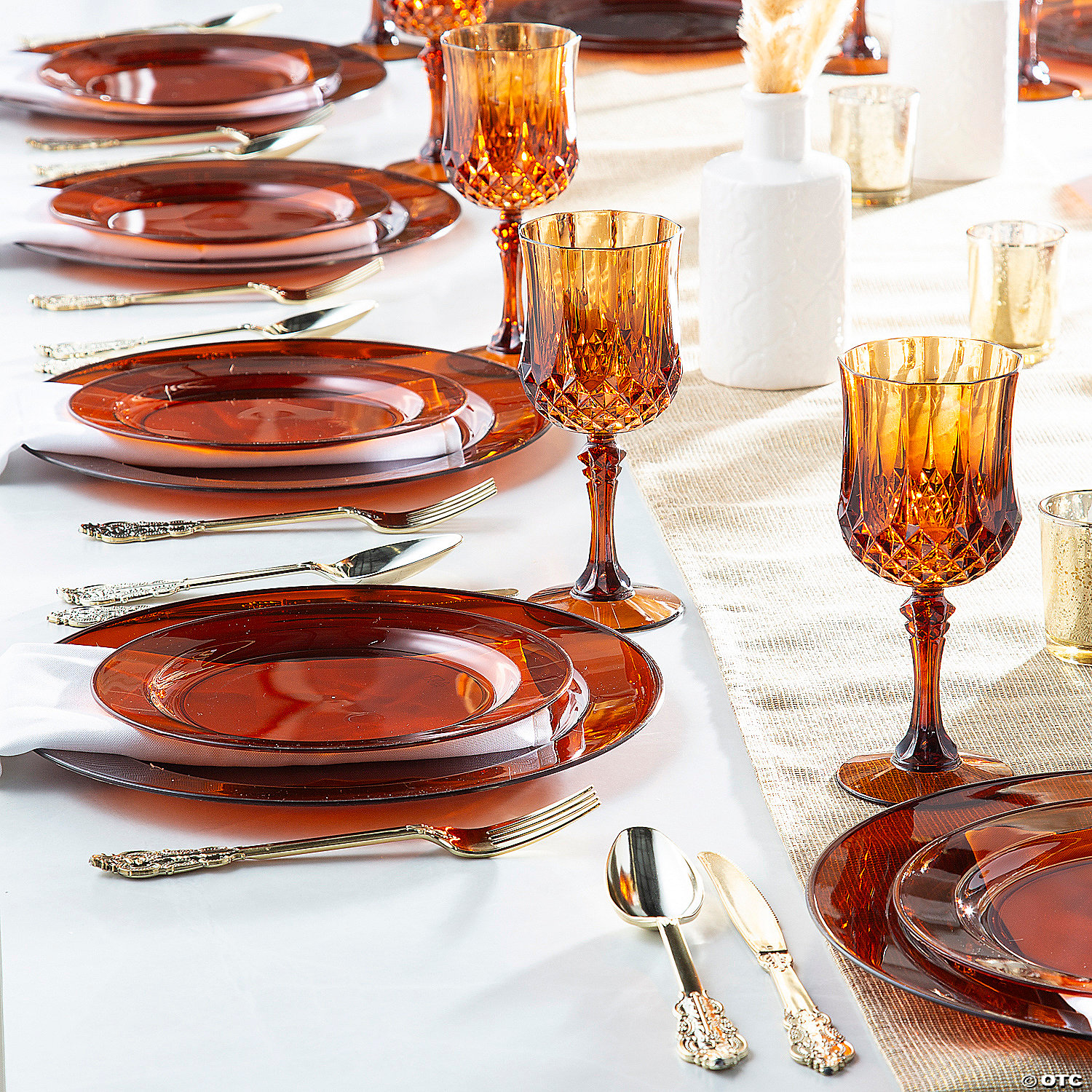 Amber Disposable Plastic Tableware Kit for 24 Guests | Fun Express