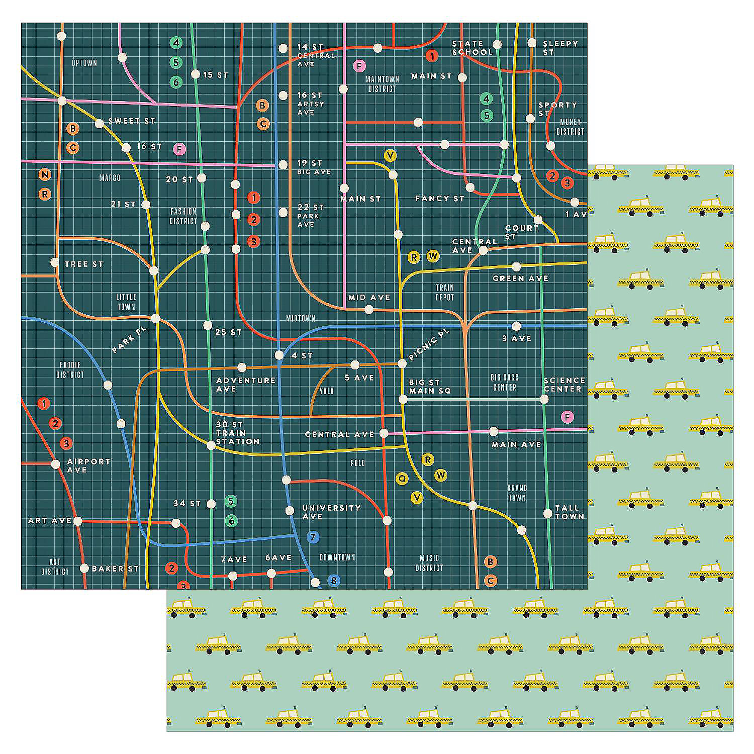 American Crafts Patterned Double-Sided Cardstock 12"X12"-Out and About ...