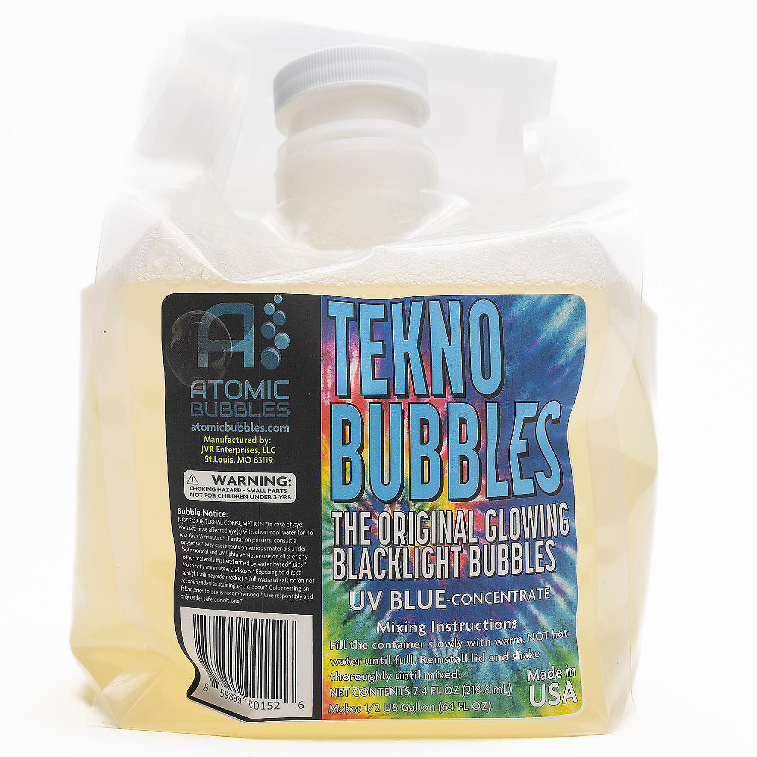Atomic Bubbles: Tekno Bubbles 64Oz Smart Pouch Refill - Blue | Oriental Trading