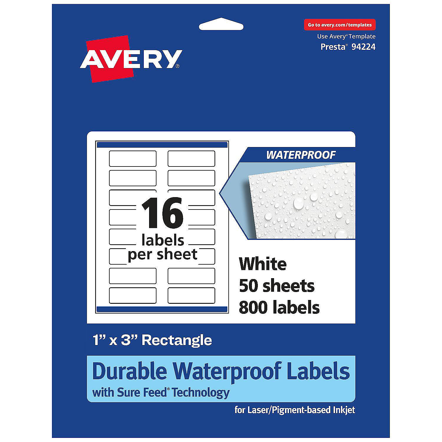 Avery 1" x 3" Waterproof Rectangle Labels, 800 Labels | Oriental Trading