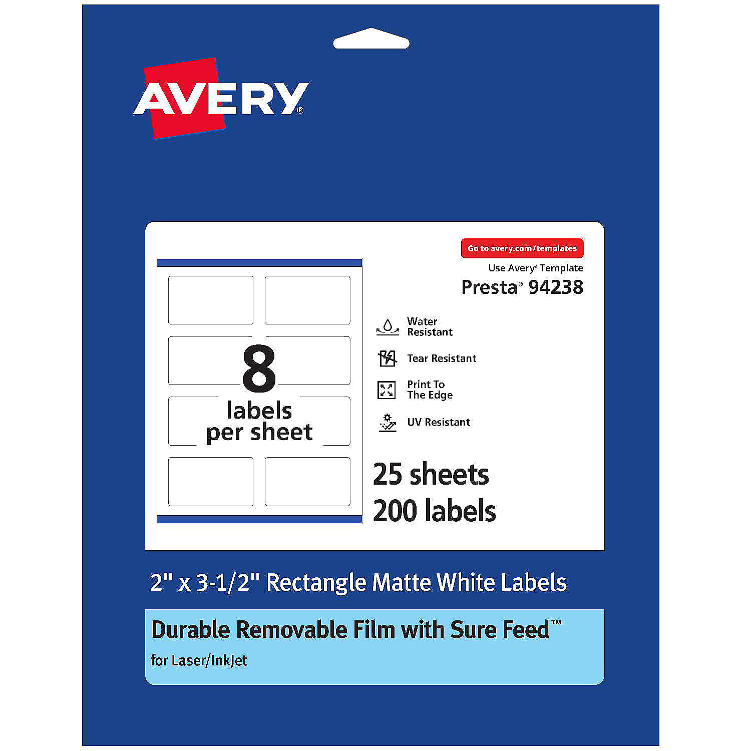 Avery Durable ID Labels, 2" x 3.5", 200 Labels, Removable | Oriental ...