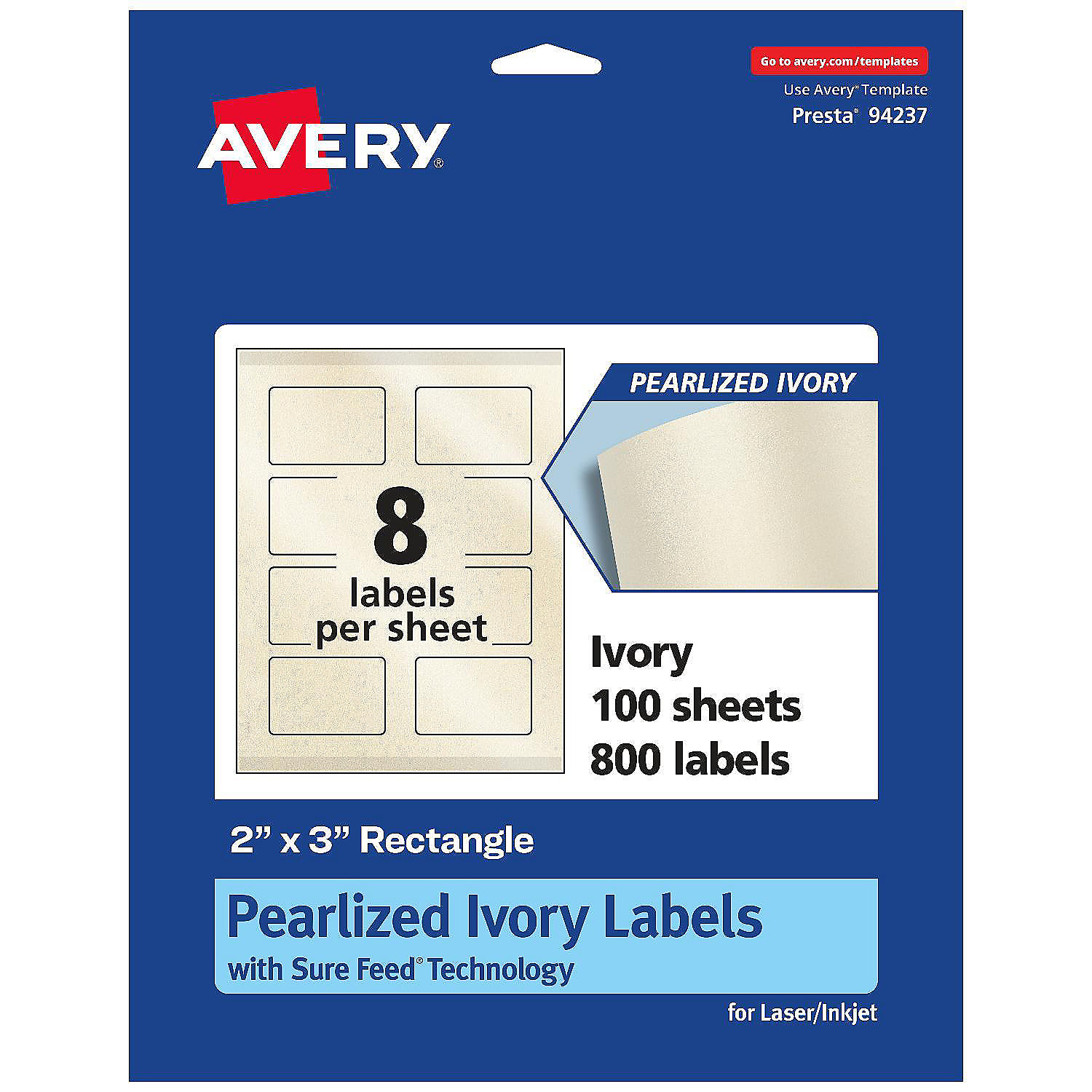Avery Pearlized Ivory Rectangle Labels, 2" x 3", 800ct | Oriental Trading