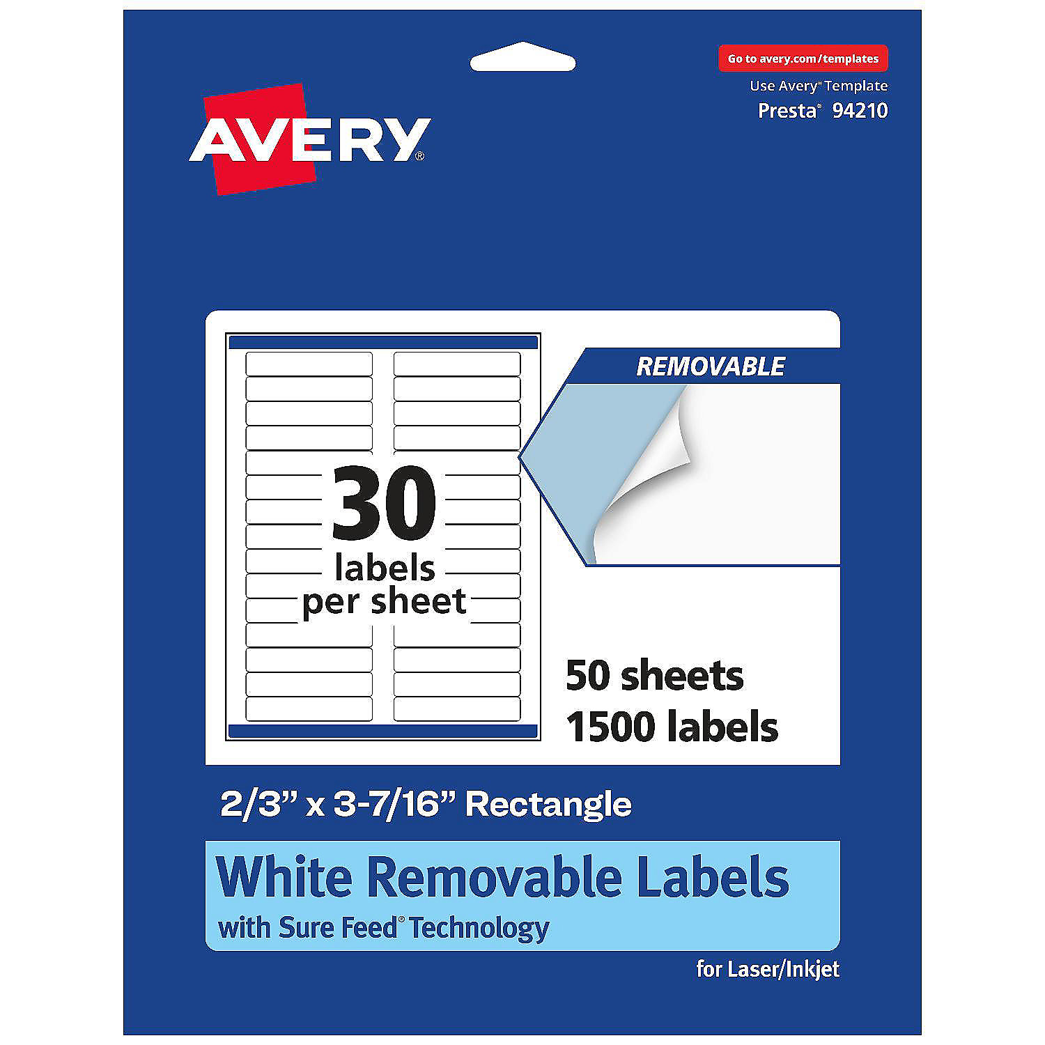 Avery Removable Rectangle Labels, 2/3" x 3-7/16", 1,500ct | Oriental ...