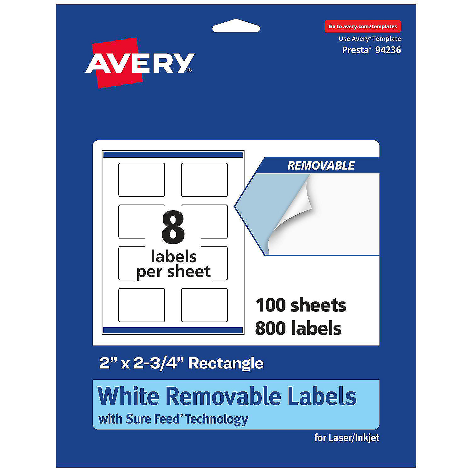 Avery Removable Rectangle Labels, 2" x 2.75", 800ct | Oriental Trading
