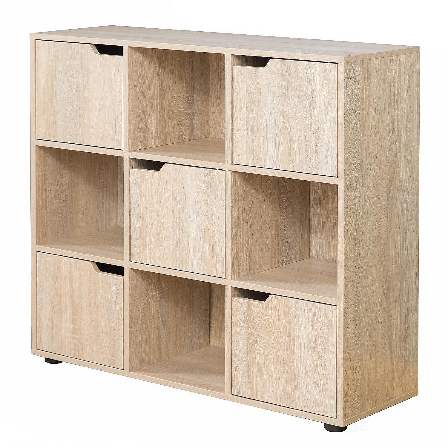 Basicwise 9 Cube Wooden Organizer With 5 Enclosed Doors and 4 Shelves ...