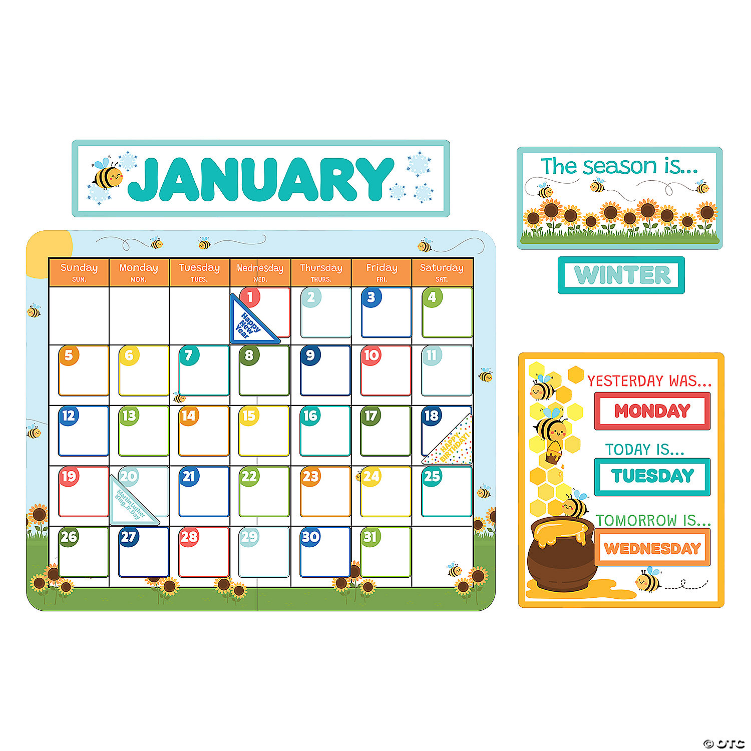 Bee-Themed Calendar Classroom Bulletin Board Set