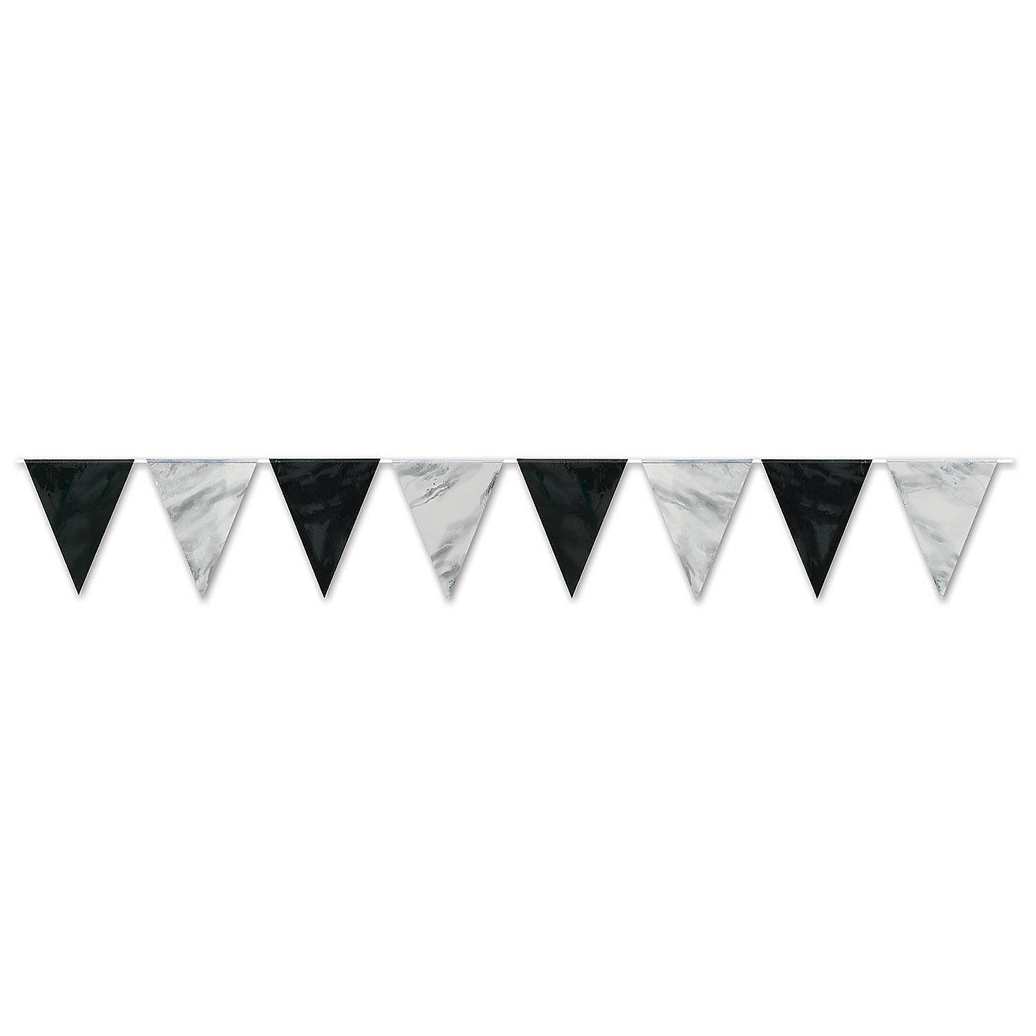 Beistle - Black & Silver Pennant Banner - 12 Pack | Oriental Trading