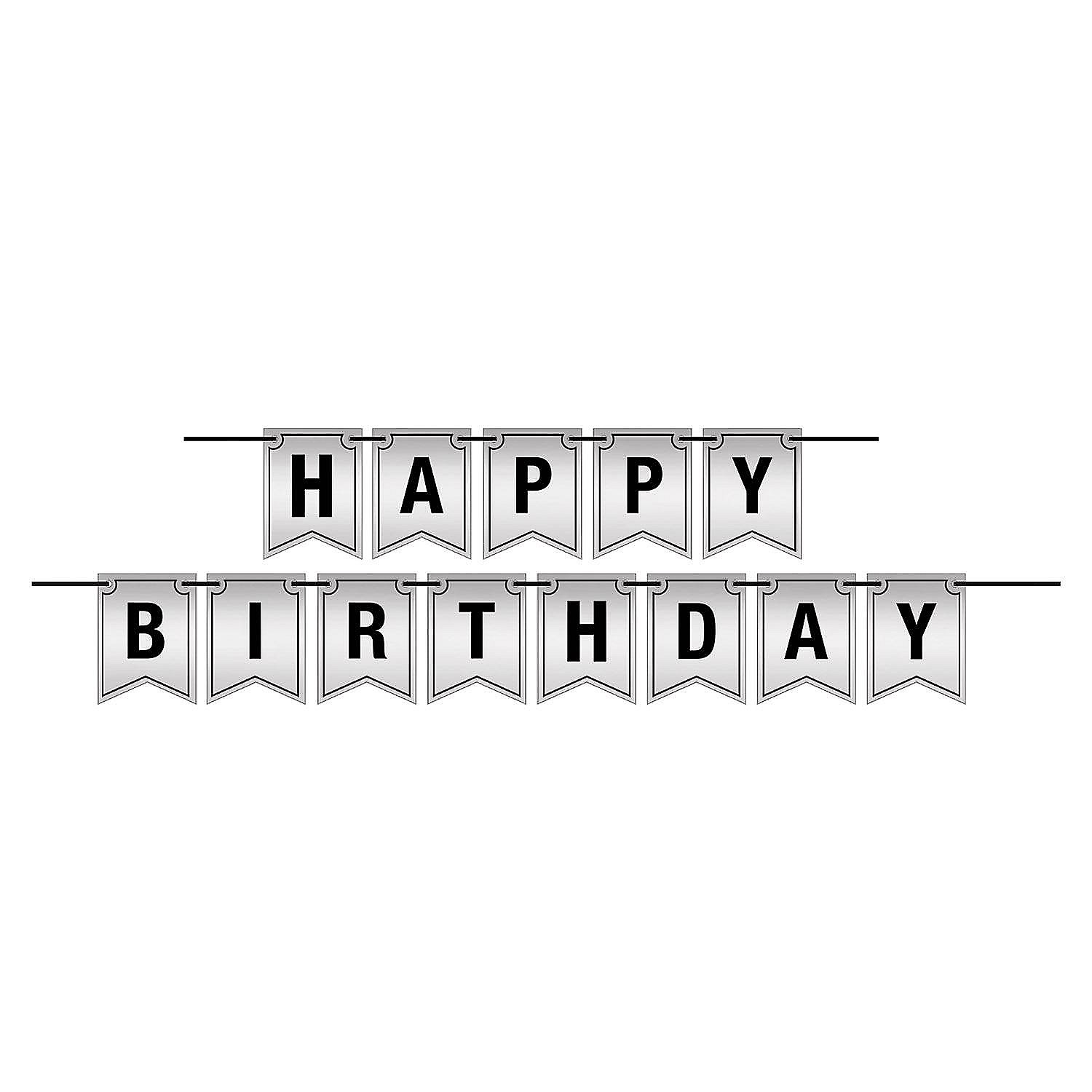 Beistle - Foil Happy Birthday Streamer - Silver - 12 Pack | Oriental ...