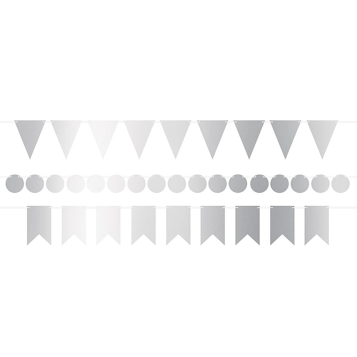 Beistle - Foil Mini Streamer Kit - Silver - 12 Pack | Oriental Trading