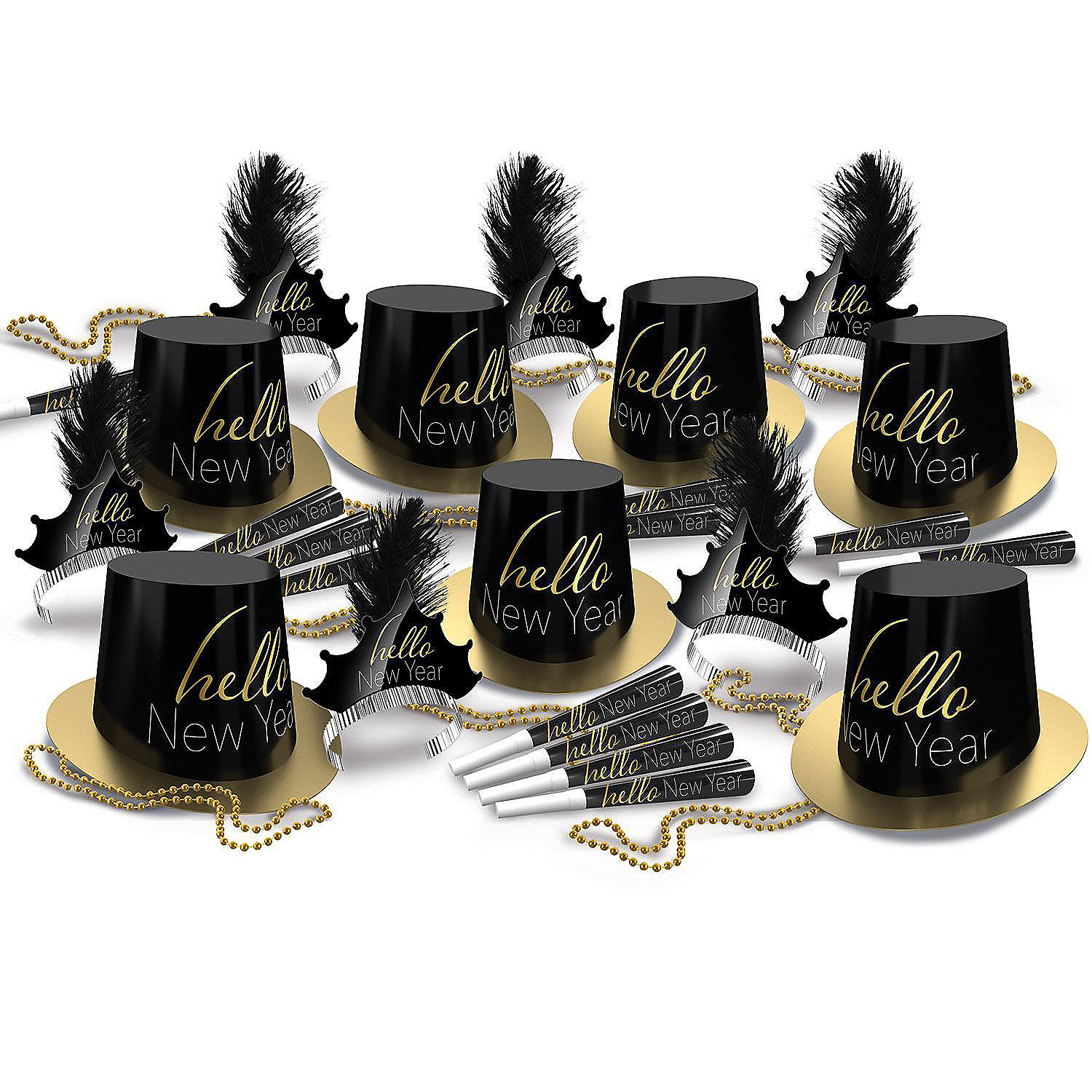 Beistle - Hello New Year Assorted for 50 - Golden - 1 Pack | Oriental ...