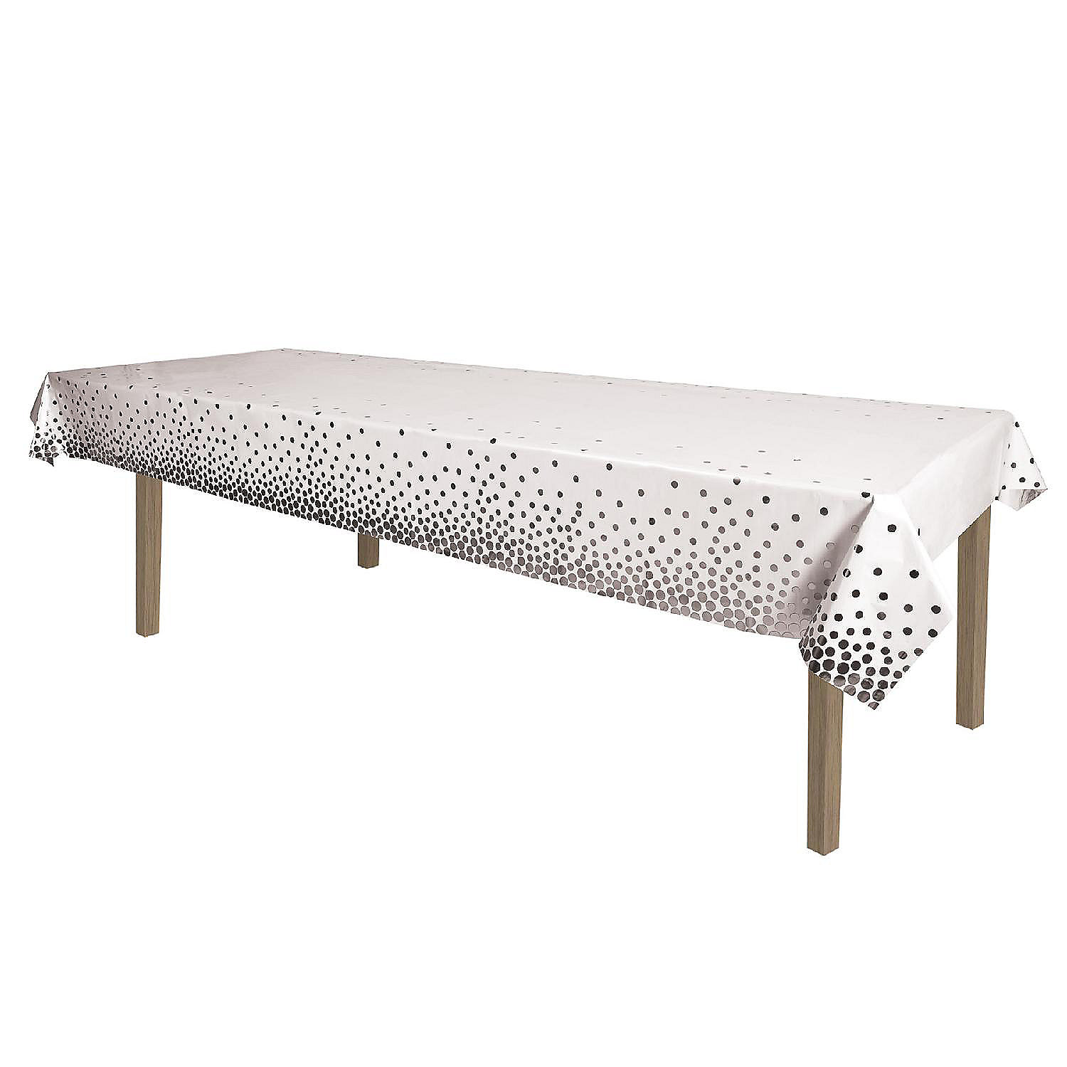 Beistle - Metallic Polka Dots Tablecover - Silver - 12 Pack | Oriental Trading