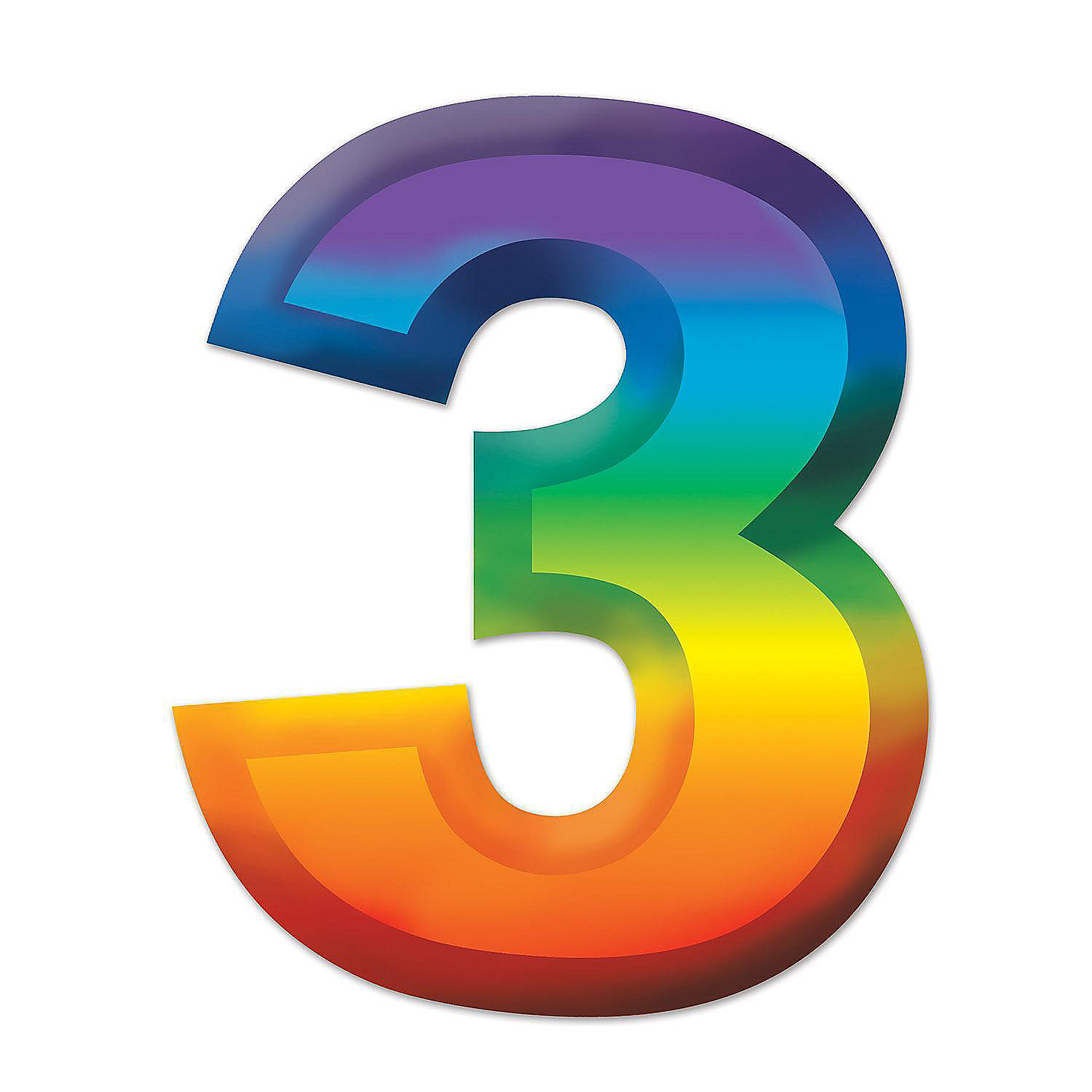 Beistle - Multi-Color Plastic 3-D Number "3" - 24 Pack