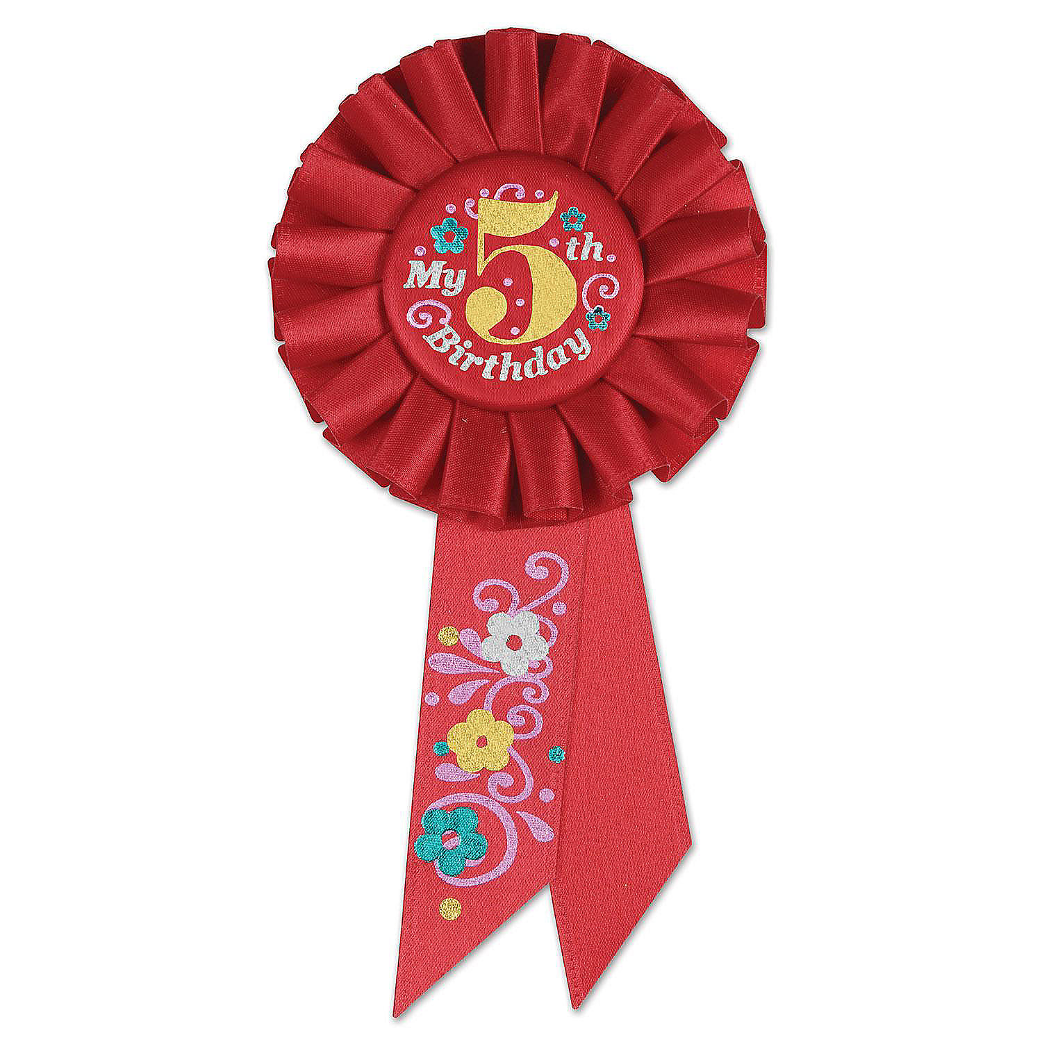 Beistle - My "5th" Birthday Rosette - Red - 6 Pack | Oriental Trading