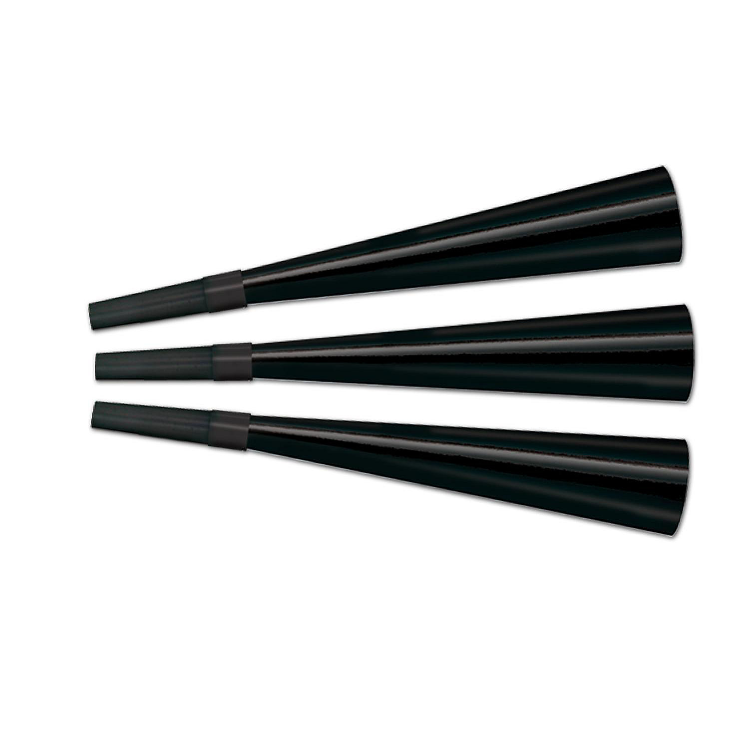 Beistle - Pkgd Foil Horns - Black - 12 Pack | Oriental Trading
