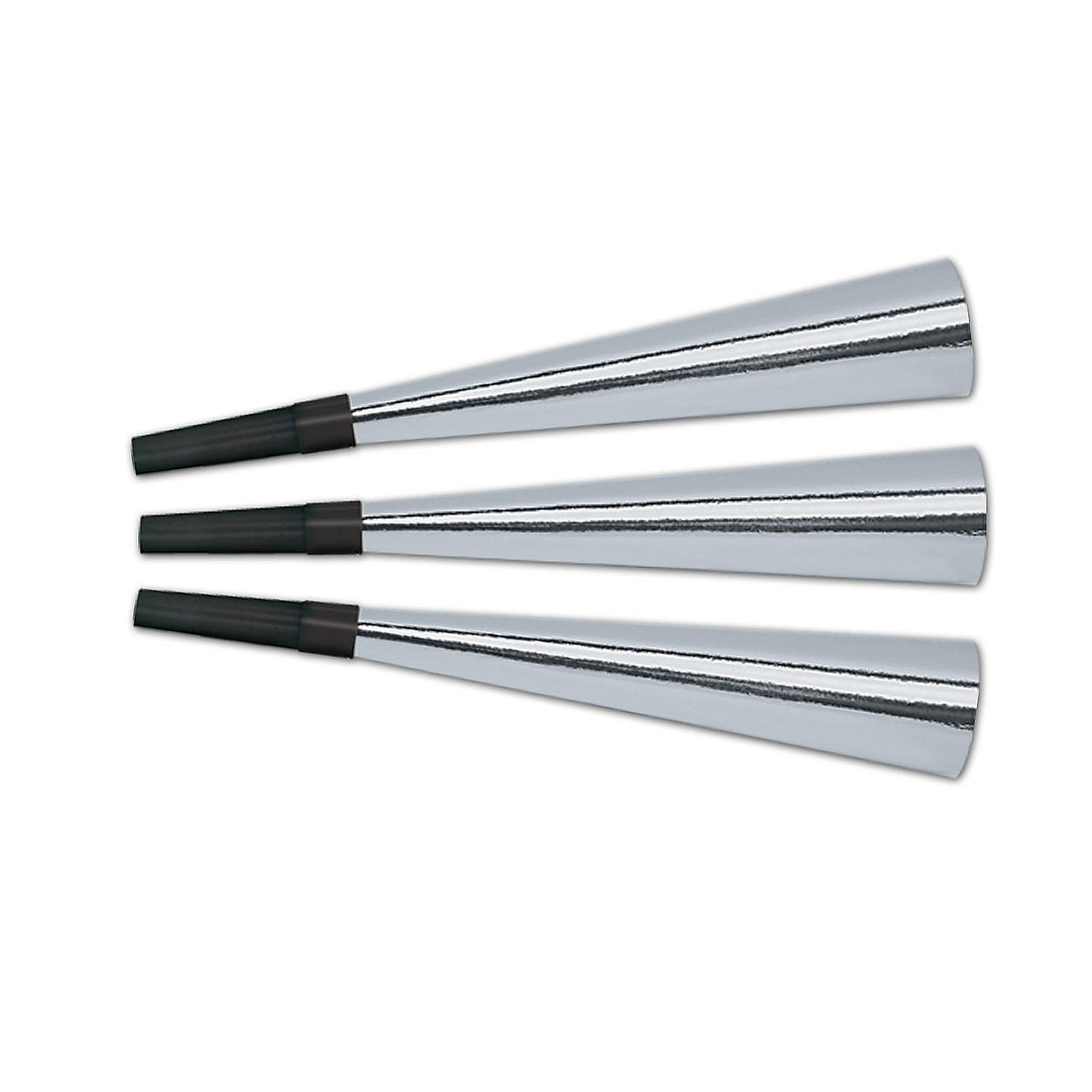 Beistle - Pkgd Foil Horns - Silver - 12 Pack | Oriental Trading
