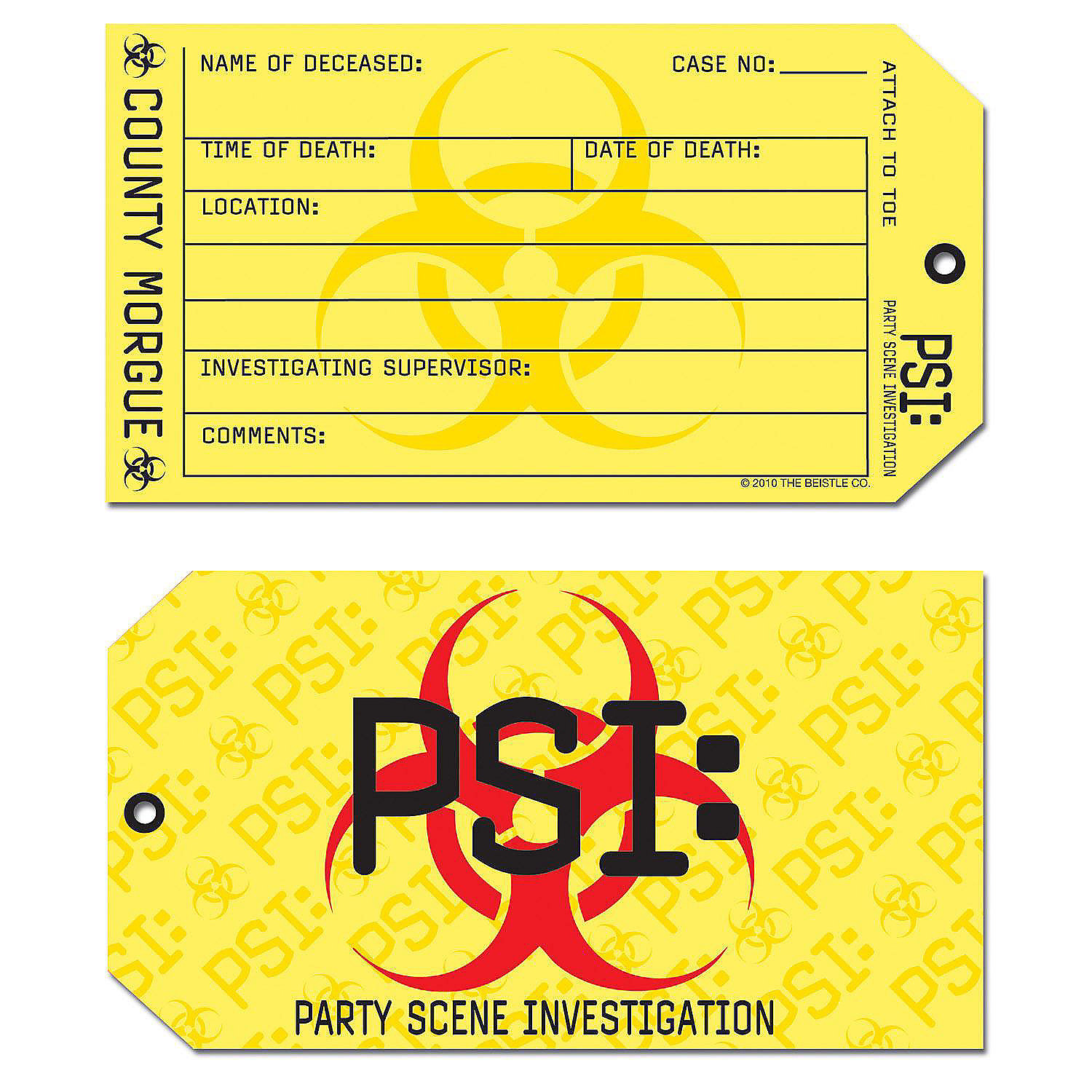 Beistle - PSI Toe Tag Invitations - 12 Pack | Oriental Trading