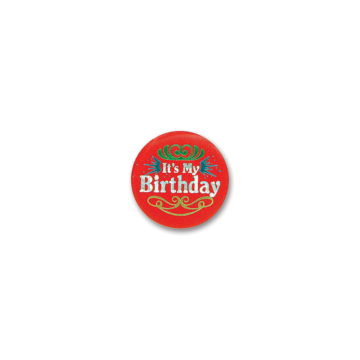 Beistle - Red It's My Birthday Satin Button - 6 Pack | Oriental Trading