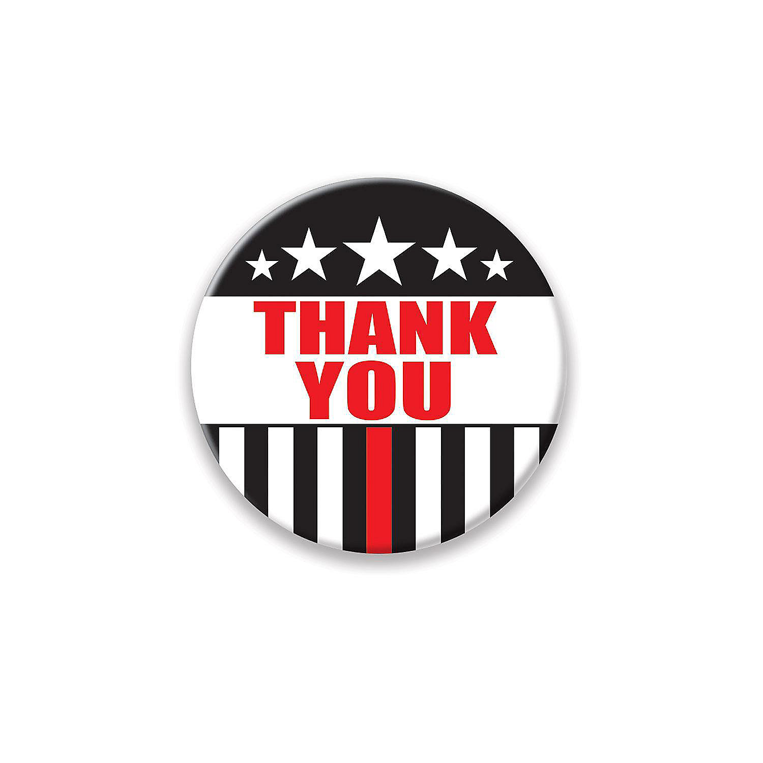 Beistle - Thank You Firefighters Button - Black and Red - 6 Pack